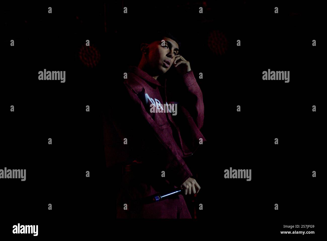 The singer Milo J during a concert at the Movistar Arena, on January 19 ...