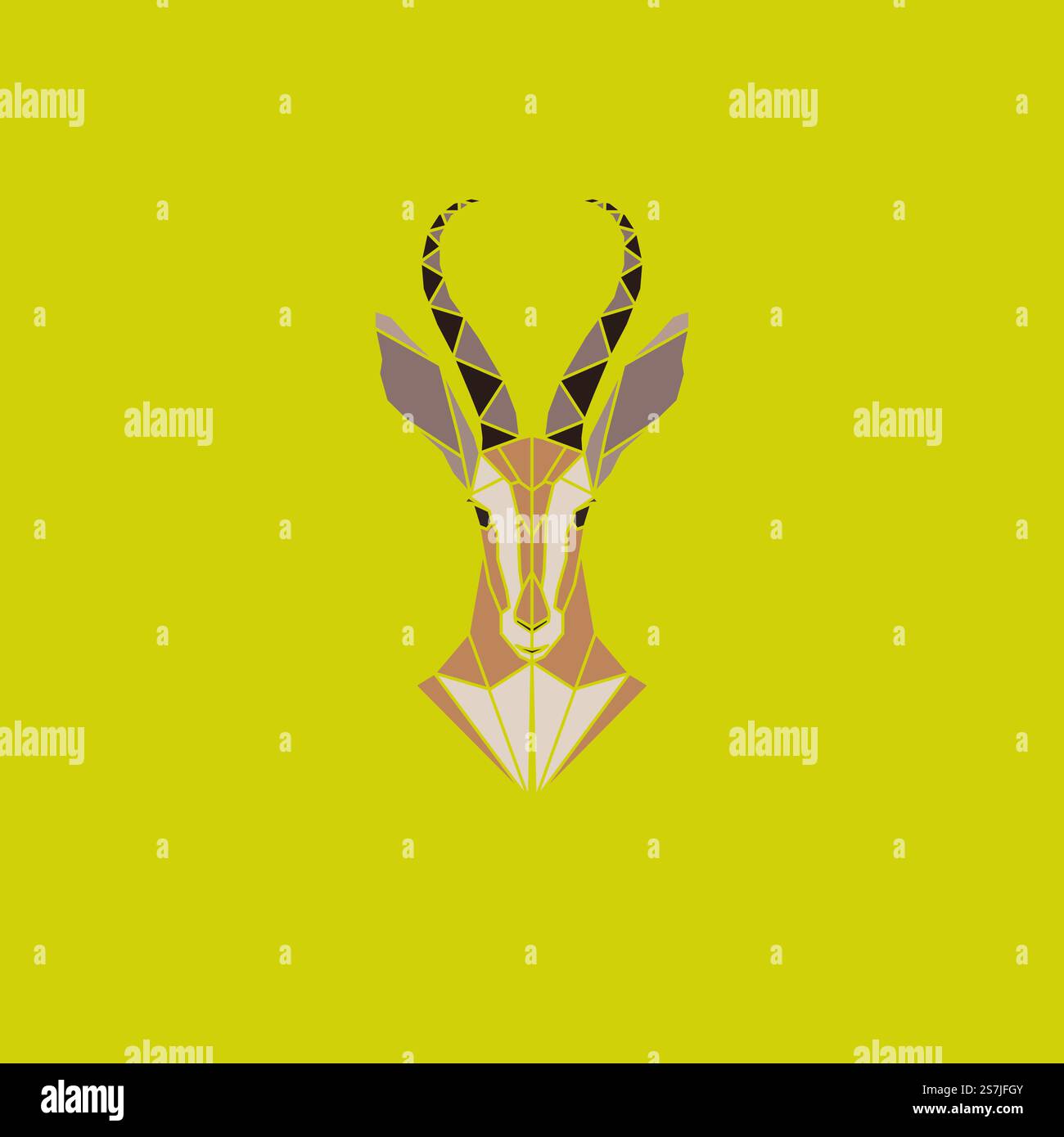 Vector sign abstract head of African Antelope. Geometric low poly ...