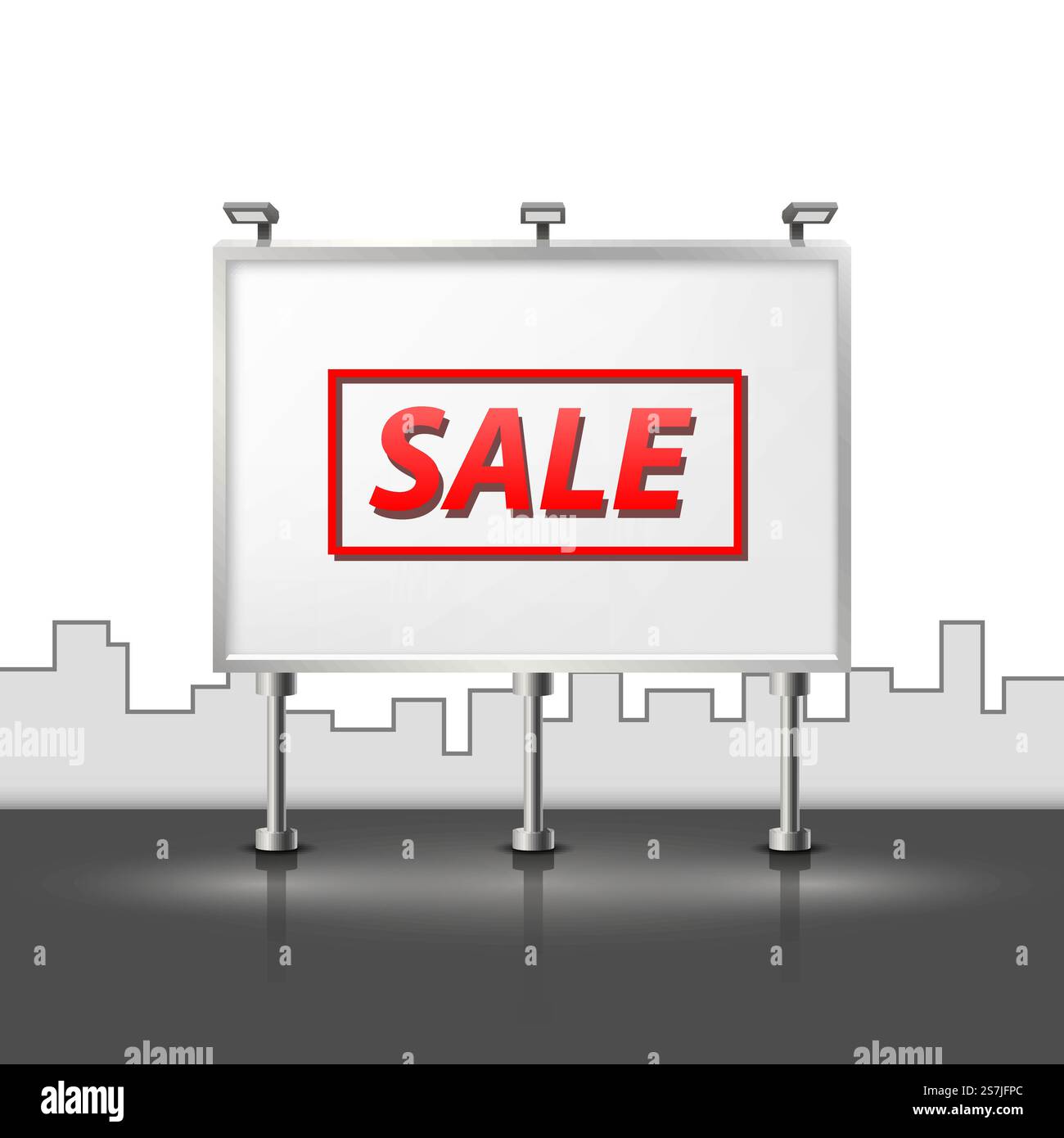Urban advertising banner on a city background . Vector illustration ...