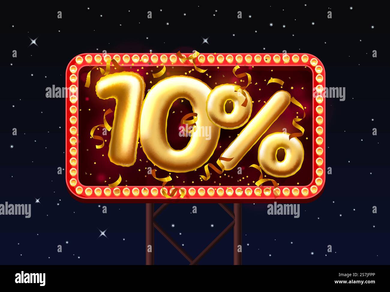 Sale 10 off ballon number on the Night Sky background. Vector ...