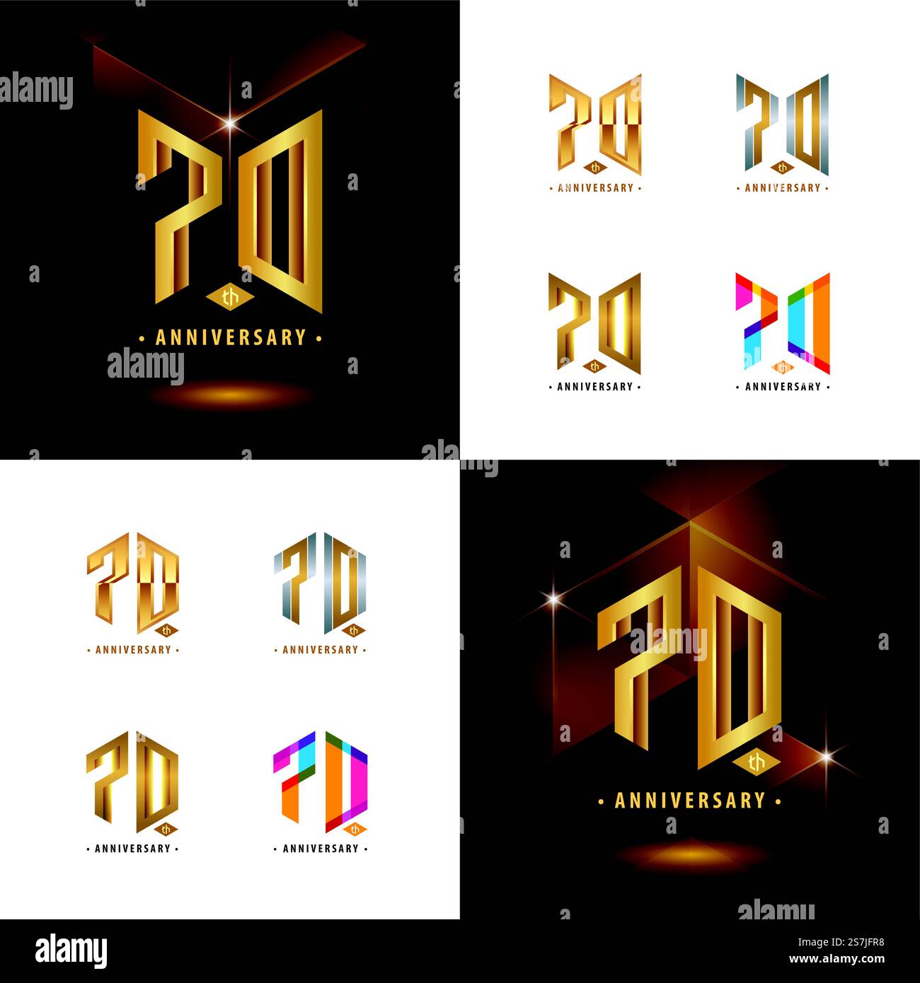 Set of 70th Anniversary logotype design, Seventy years Celebrate ...