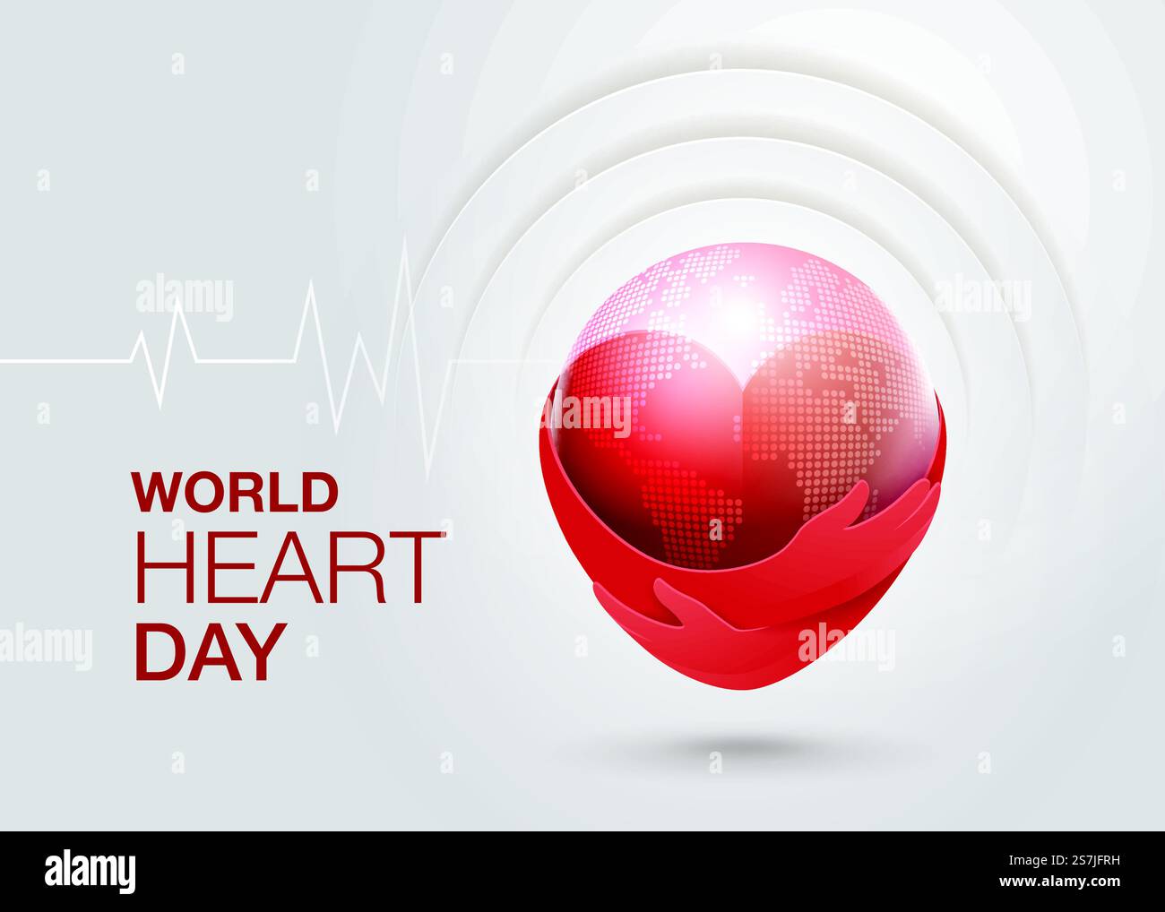 World heart day illustration concept. Hugging Heart shape, Hands ...
