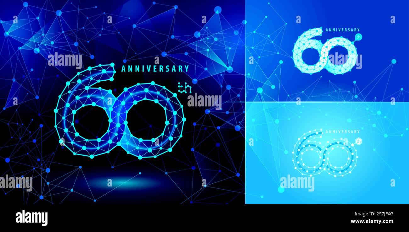 Set of 60th Anniversary logotype design, Sixty years Celebrating ...