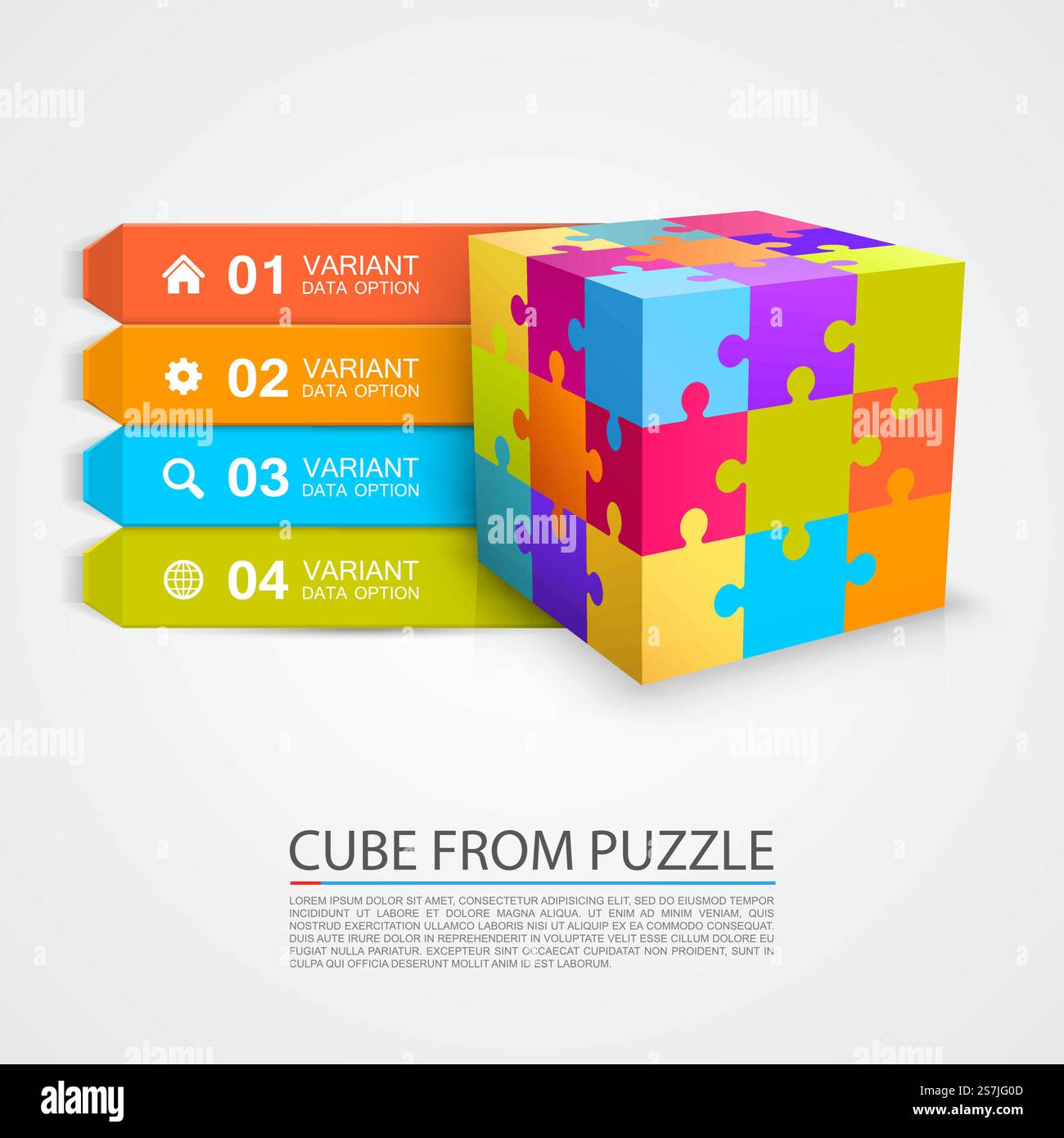 Colored puzzle cube info object. Vector illustration Stock Vector Image ...