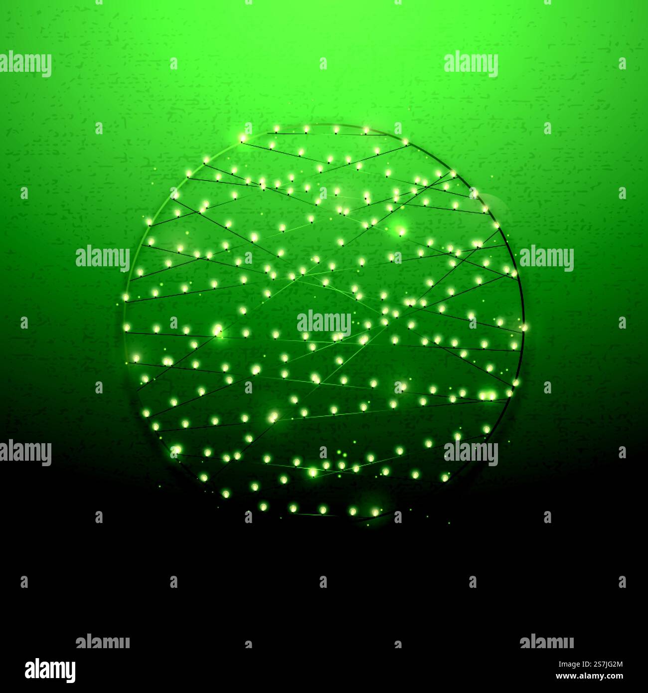 Decorative Christmas circle made of lights on green background. Light ...