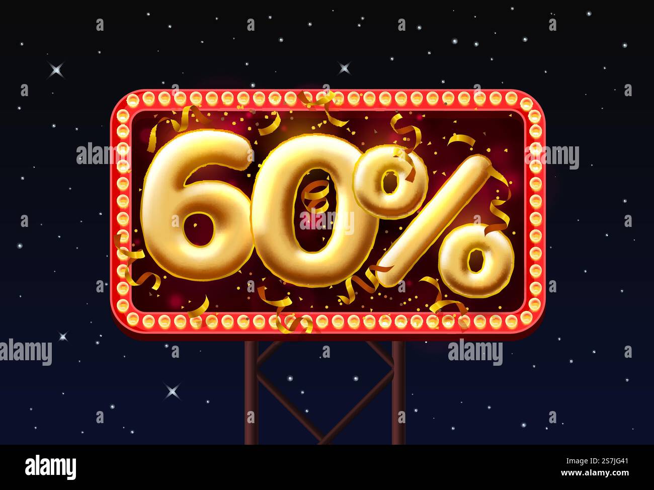 Sale 60 off ballon number on the Night Sky background. Vector ...