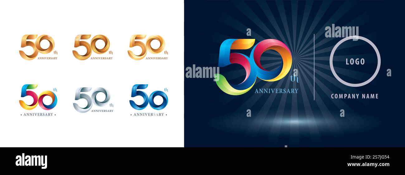 Set of 50th Anniversary logotype design, Fifty years celebration ...