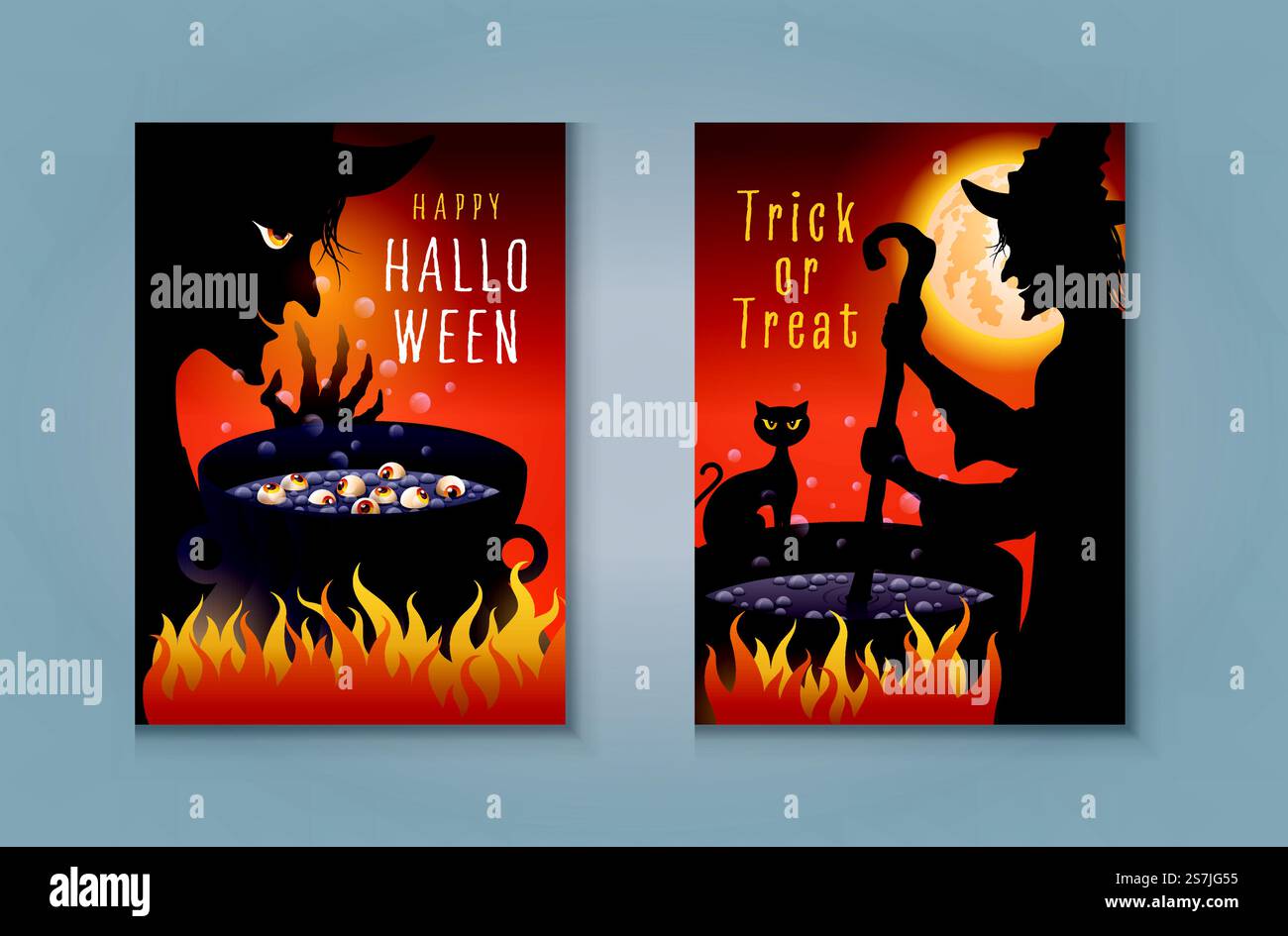 Happy Halloween Night Party, Halloween witch preparing magic potion in ...