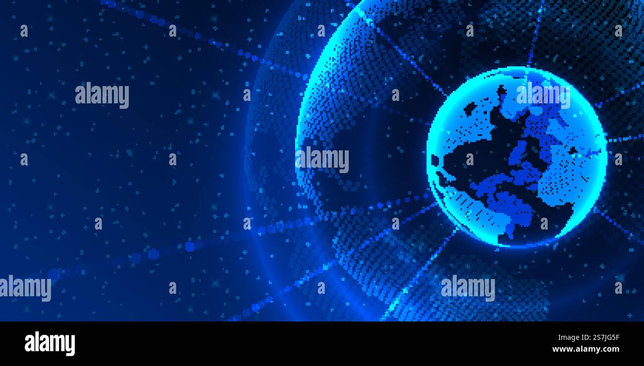 Concept global planet earth point black background. Vector illustration ...