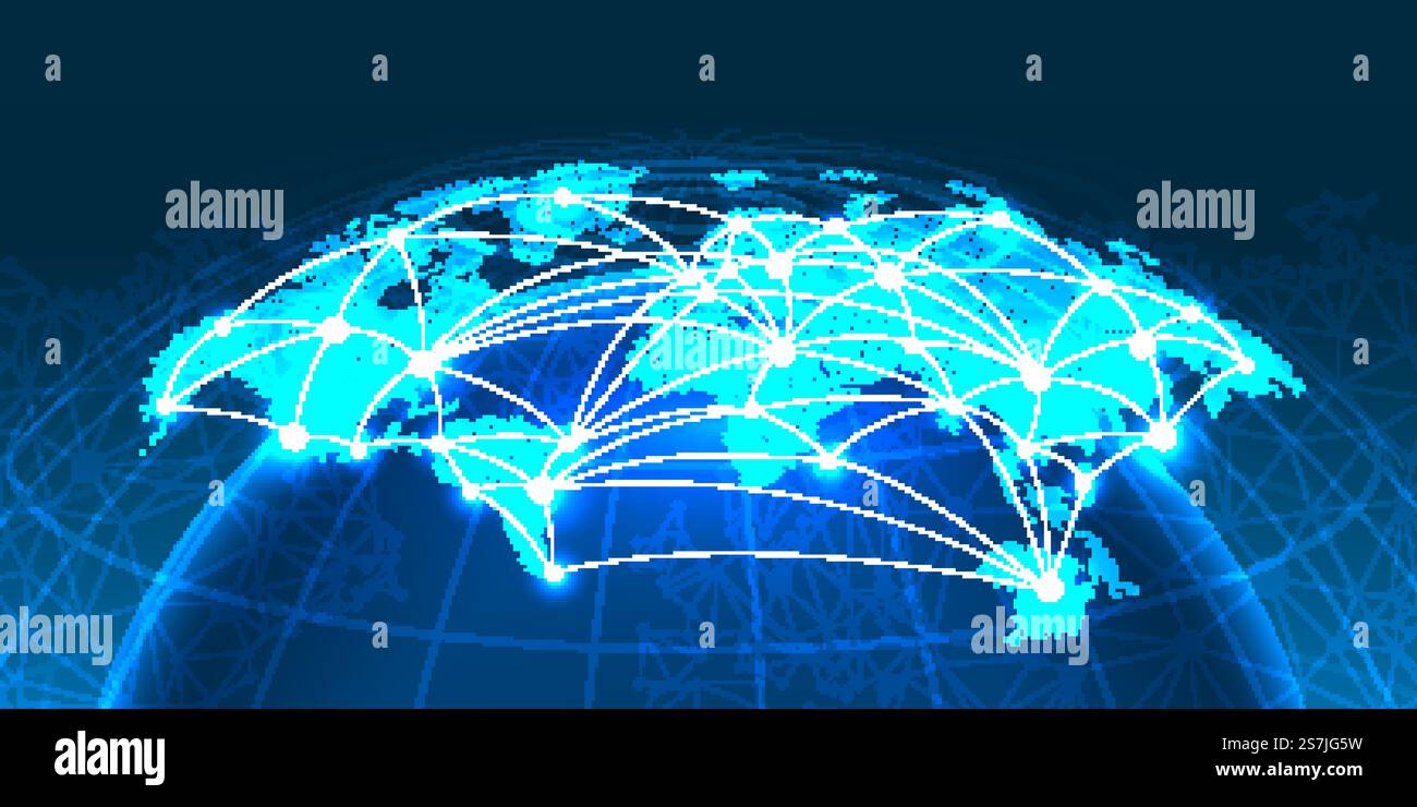 Transfer element global, planet earth point, black background. Vector ...