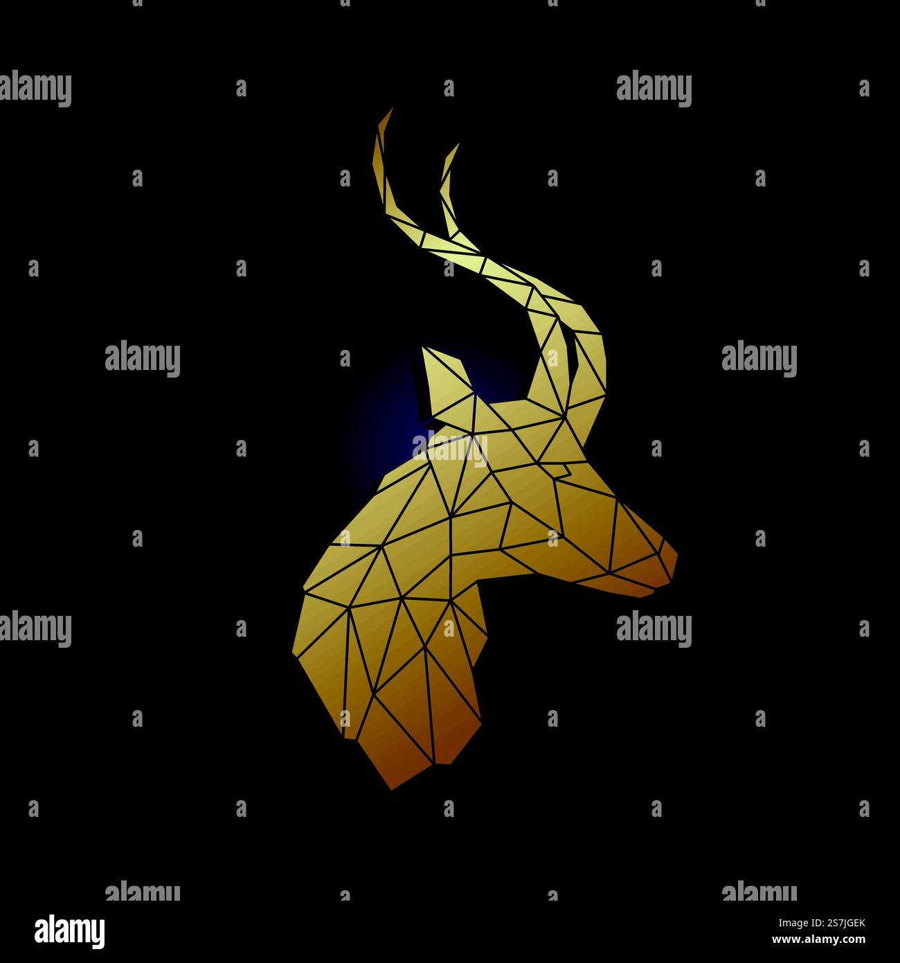 Antelope golden head, geometric silhouette isolated on dark background ...