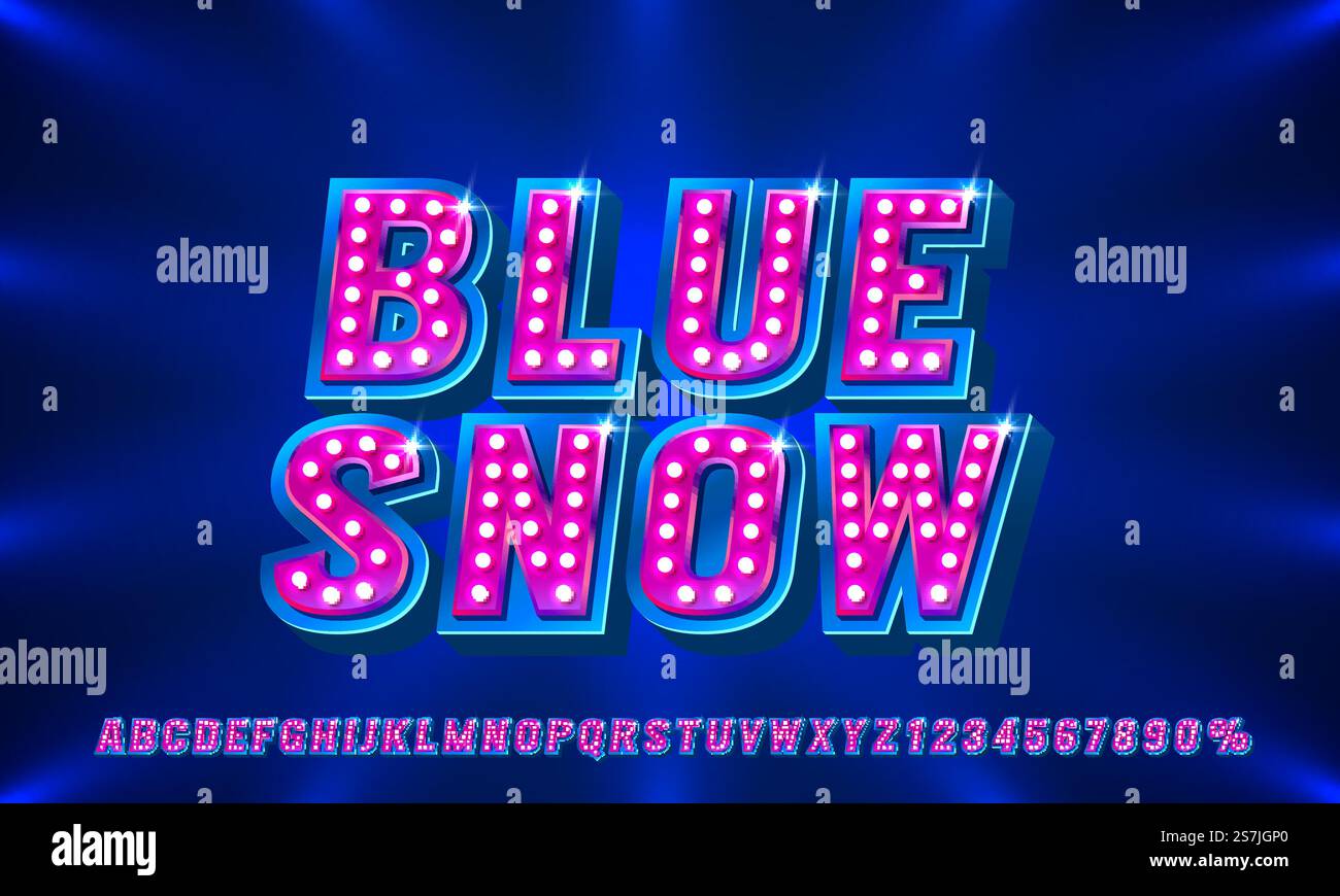 Blue Show font set collection, letters and numbers symbol. Vector ...