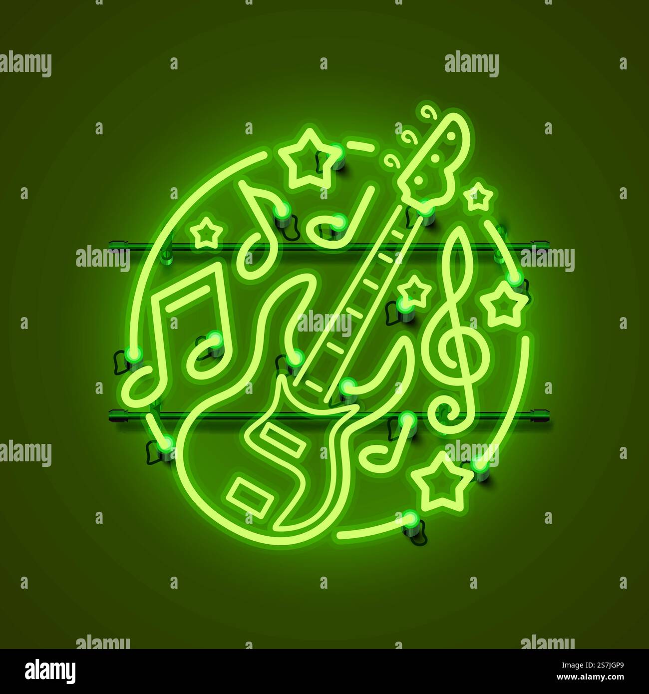Neon label music rock banner. template design element. Vector ...