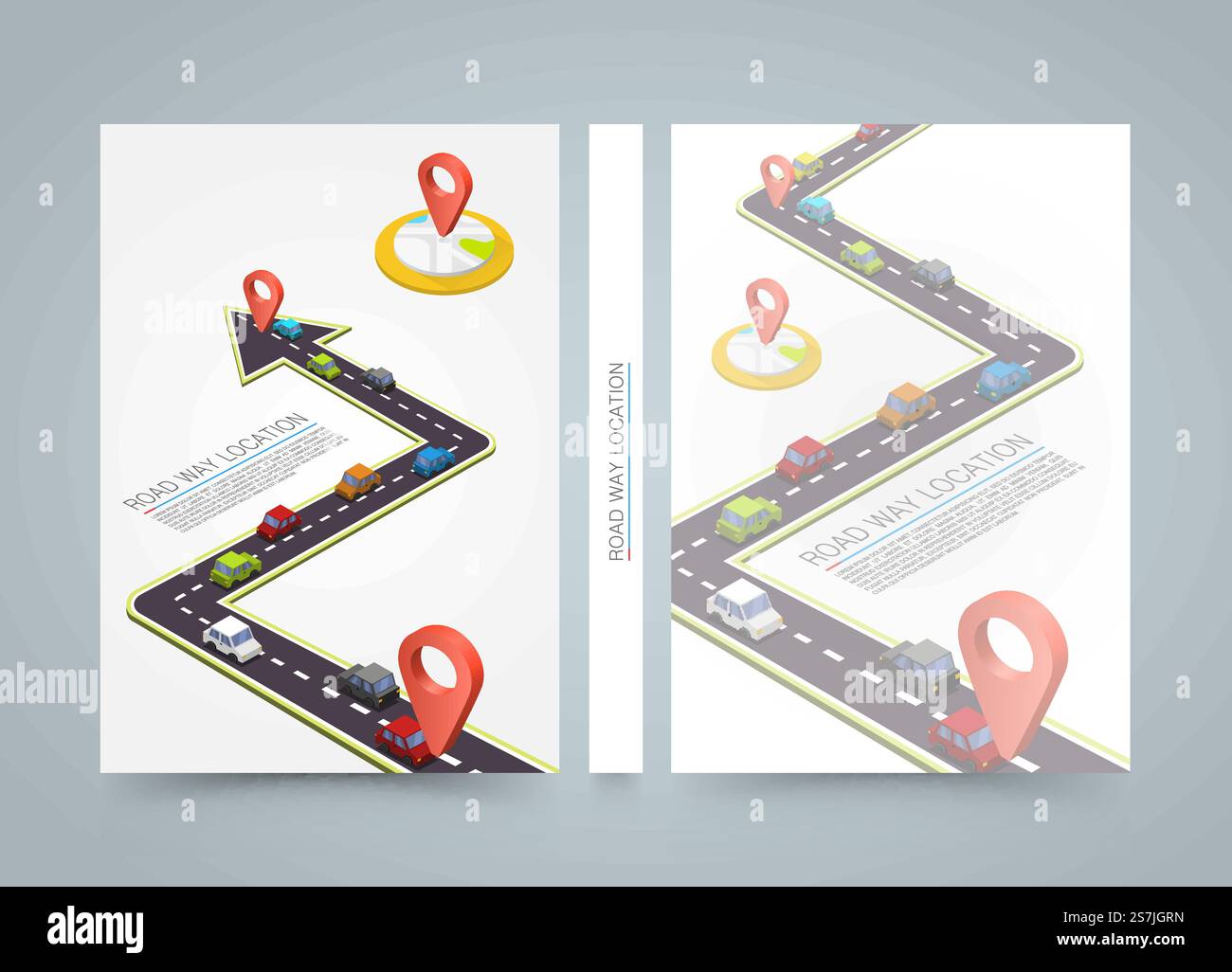 Paved path on the road. banner road book. A4 size paper, Vector ...
