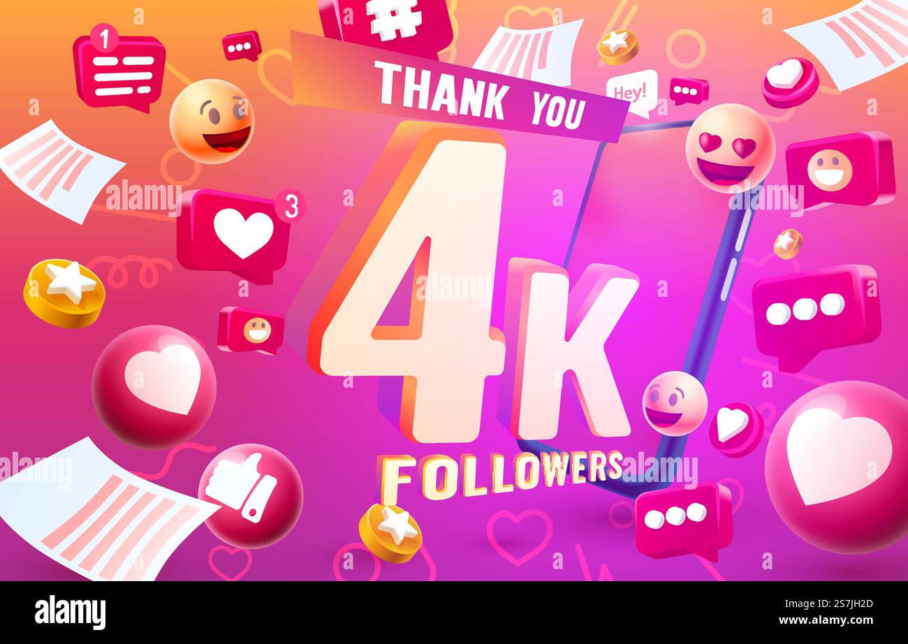 Thank you followers peoples, 4k online social group, happy banner ...