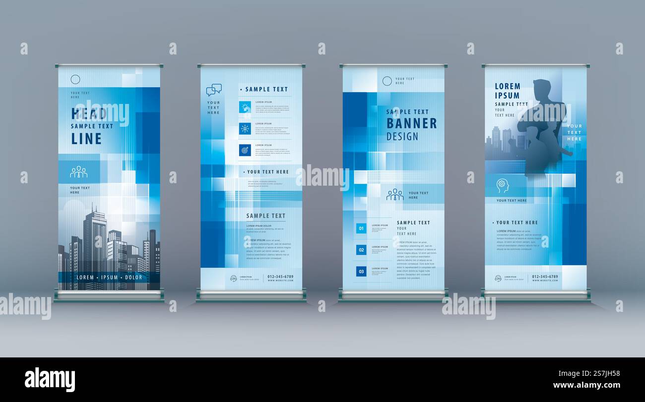 Business Roll Up Set. Standee Design. Banner Template, Abstract Blue ...