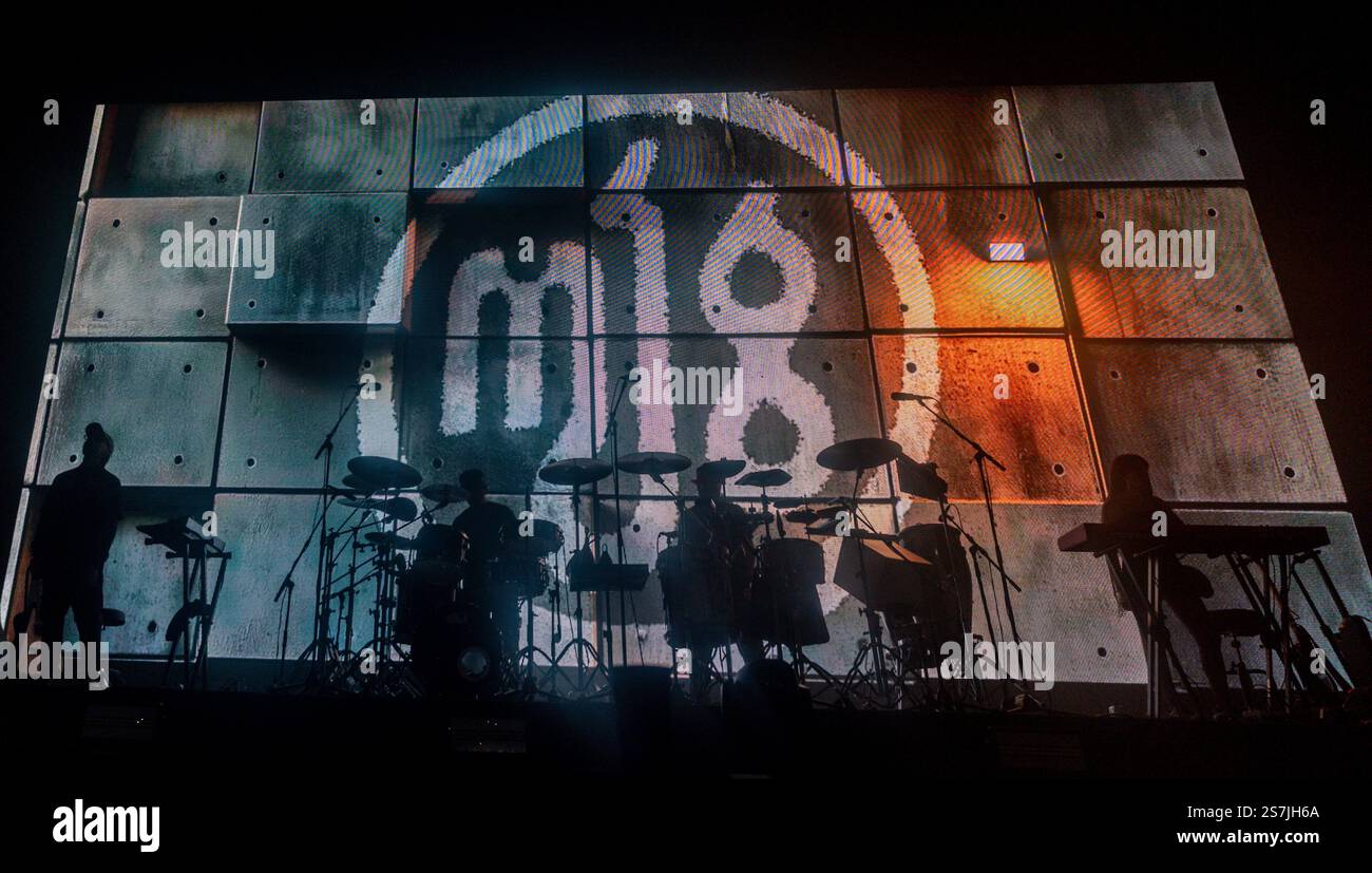 The singer Milo J during a concert at the Movistar Arena, on January 19 ...