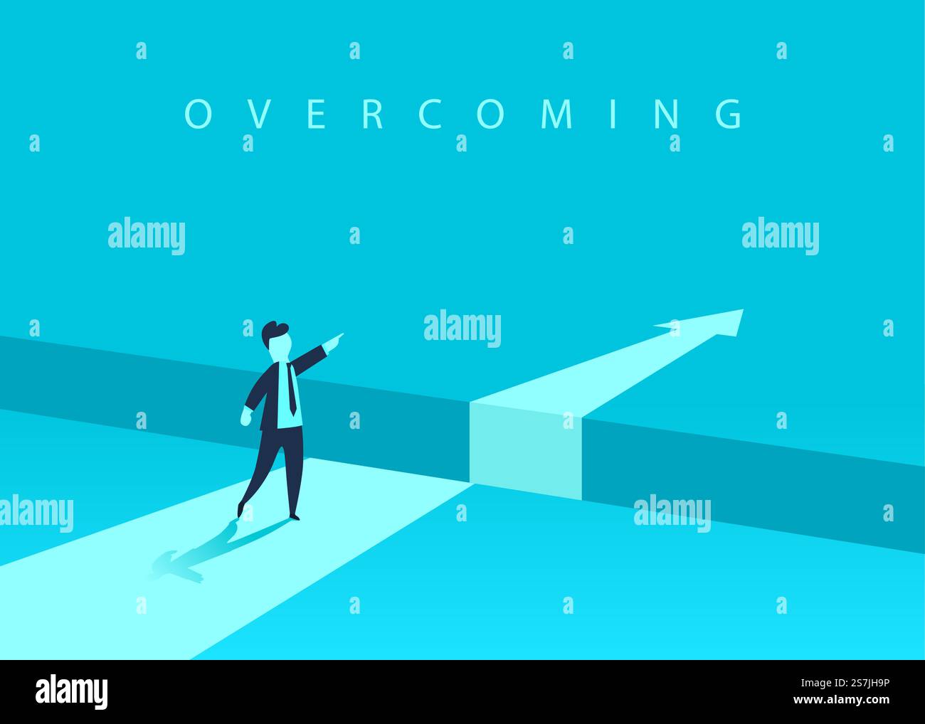 Businessman standing in front of the obstacle, gap on the way to success, business concept of ...