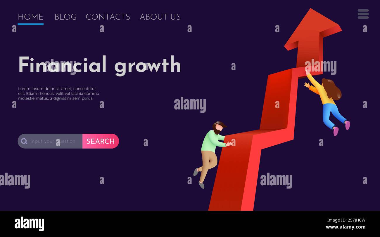 People fly around rising arrow. Investment, profit and financial ...