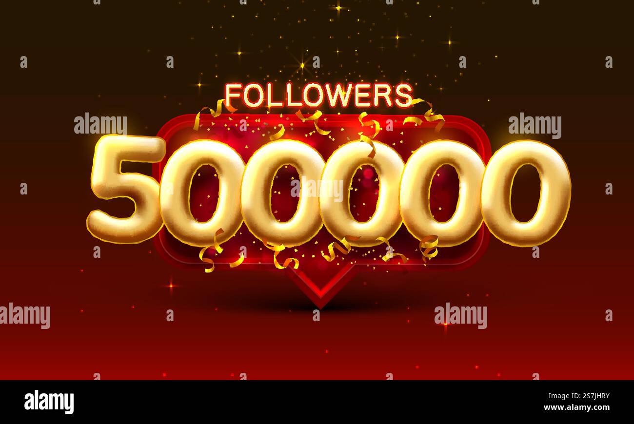 Thank you followers peoples, 500k online social group, happy banner ...