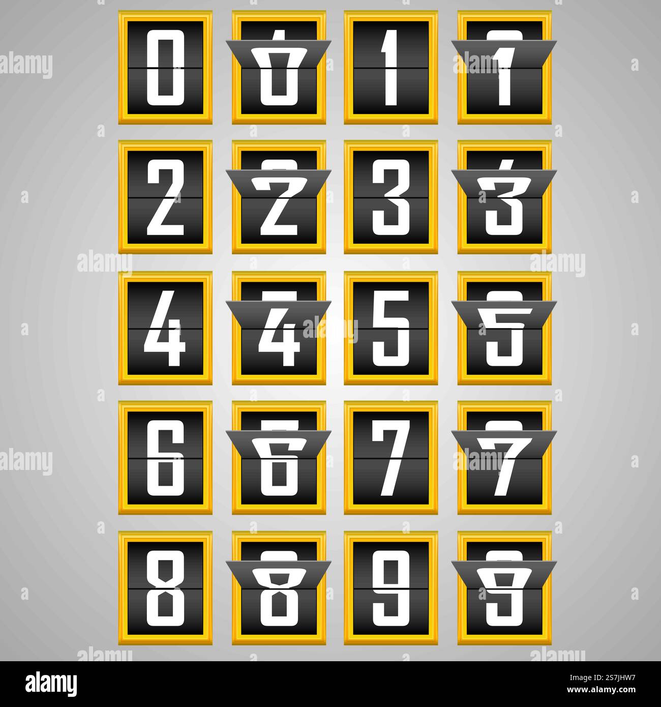 Numbers from Mechanical Scoreboard Alphabet. Vector illustration ...