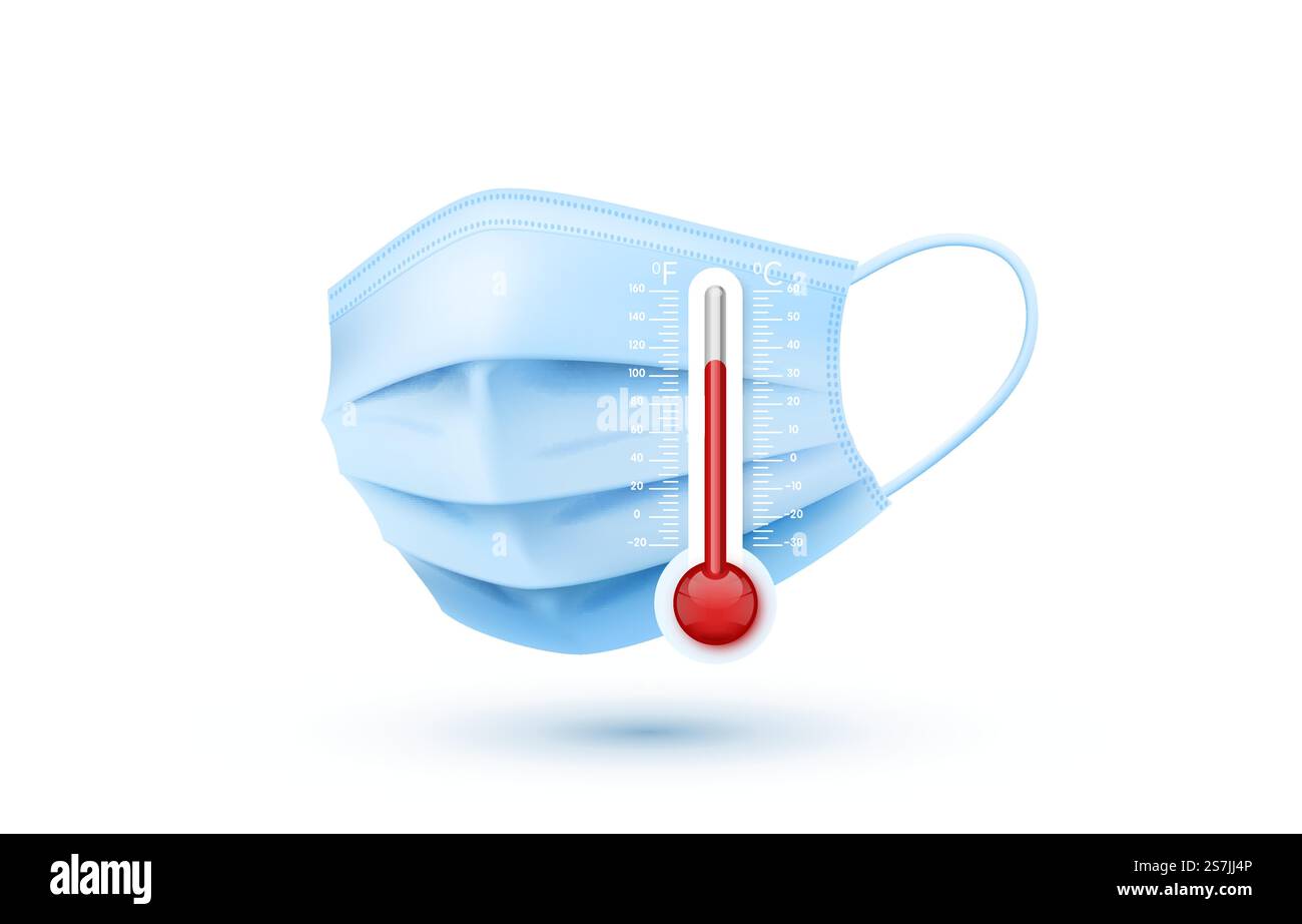 Medical mask protection from the virus, medicine Thermometer object ...