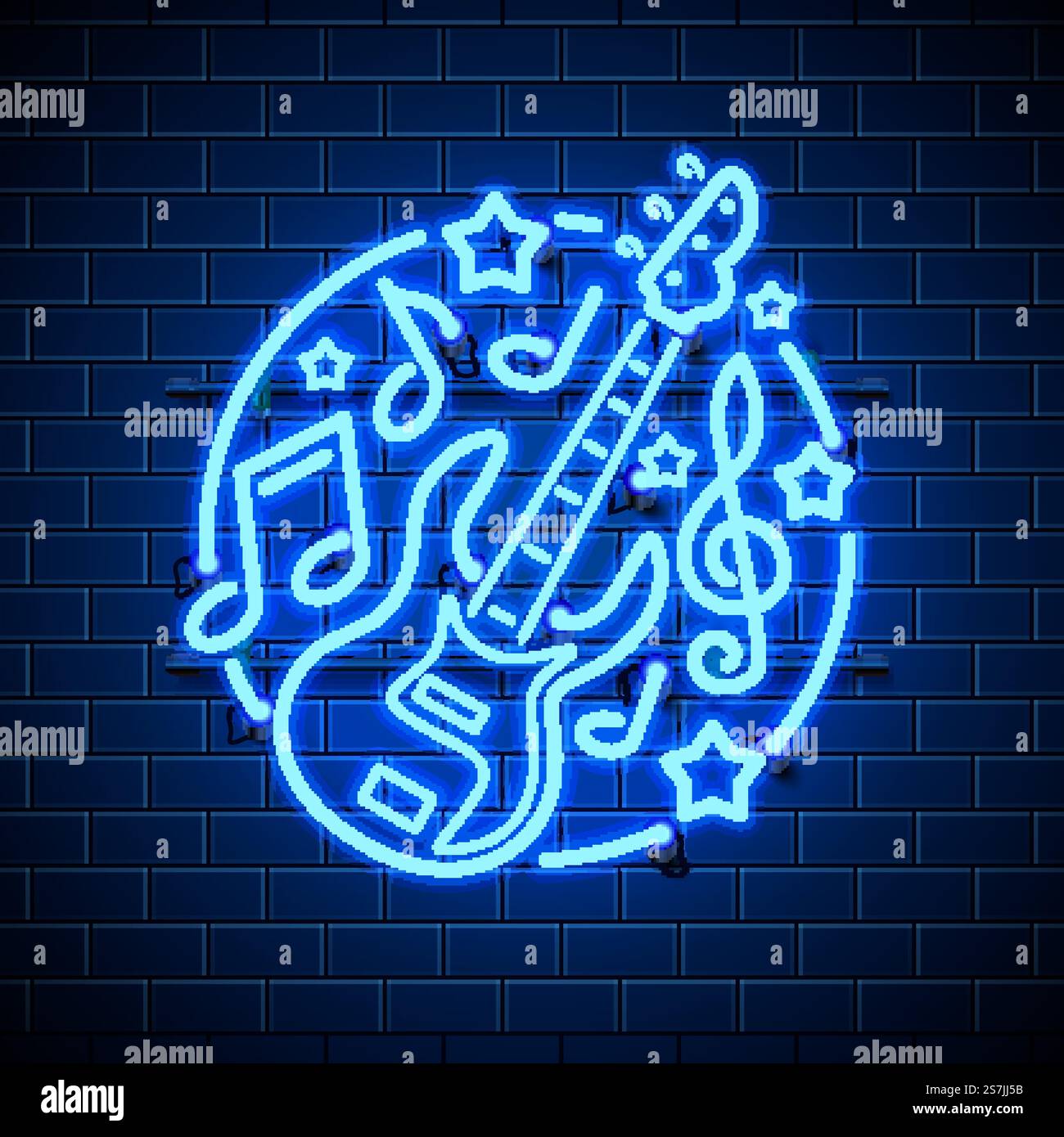 Neon label music rock banner. template design element. Vector ...