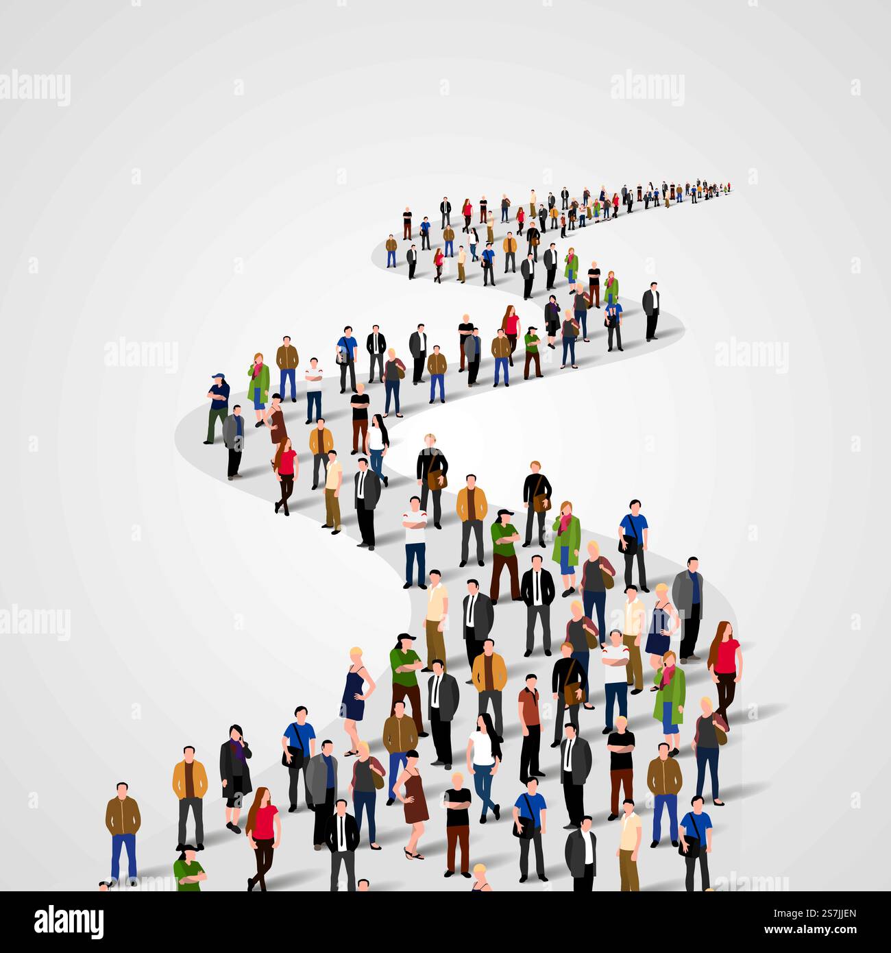 Template with a crowd of business people standing in a line. People ...