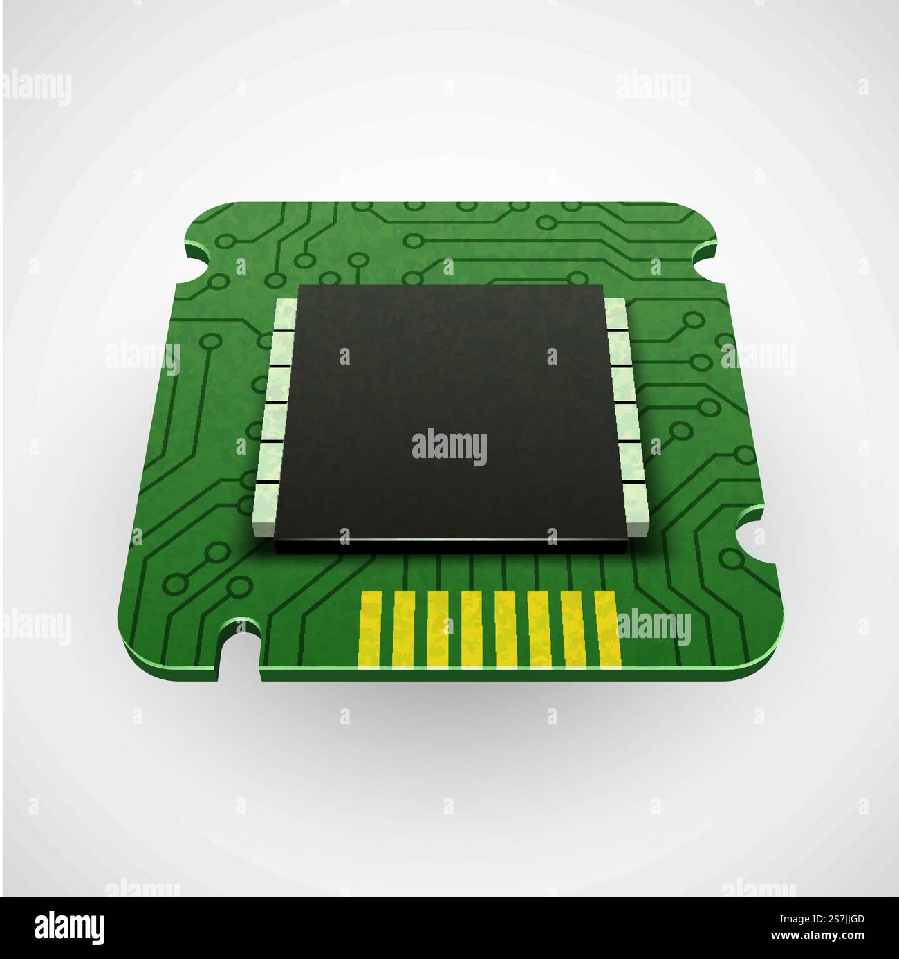 Vector computer chip or microchip. Stylized icons. CPU. Vector computer ...
