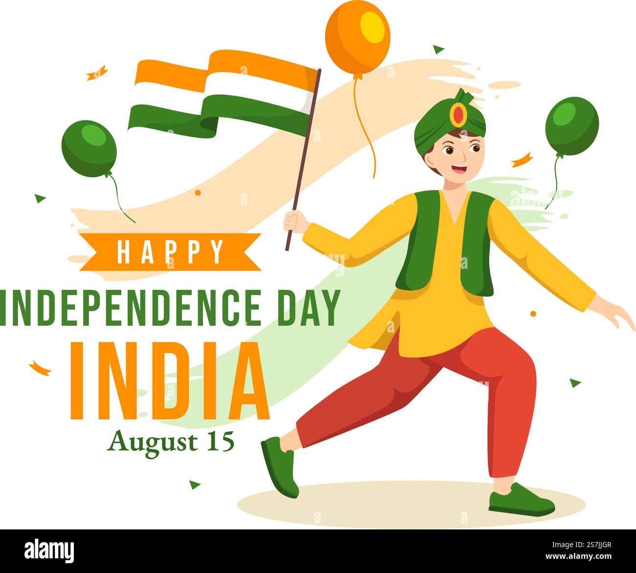 Happy Independence Day India Vector Illustration on 15 August with ...