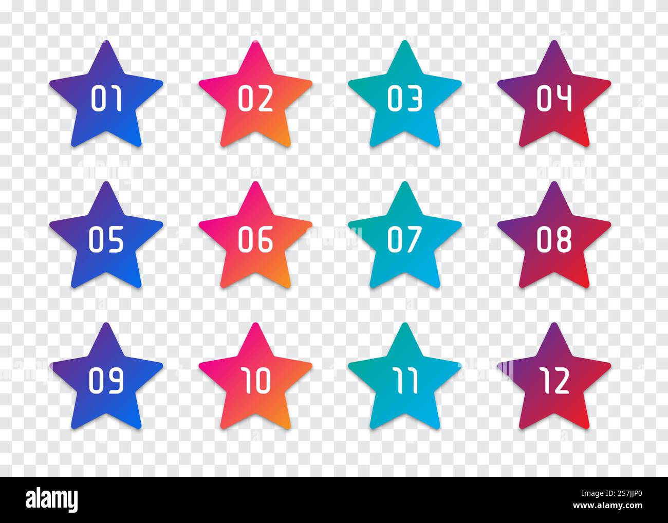 Set of star number bullet point 1 to 12 Stock Vector Image & Art - Alamy