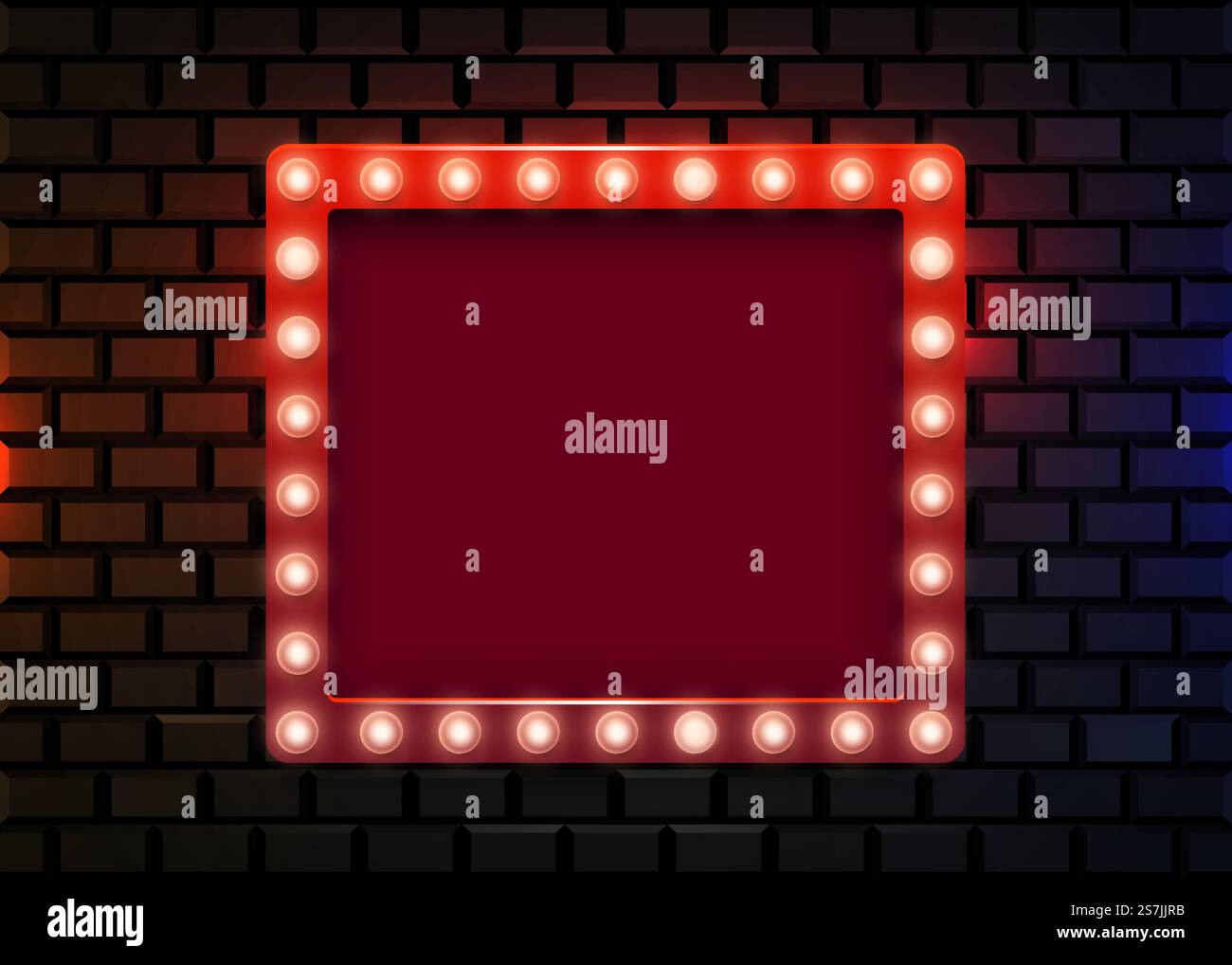 Retro light sign on brick wall background. Vintage style banner.Vector ...