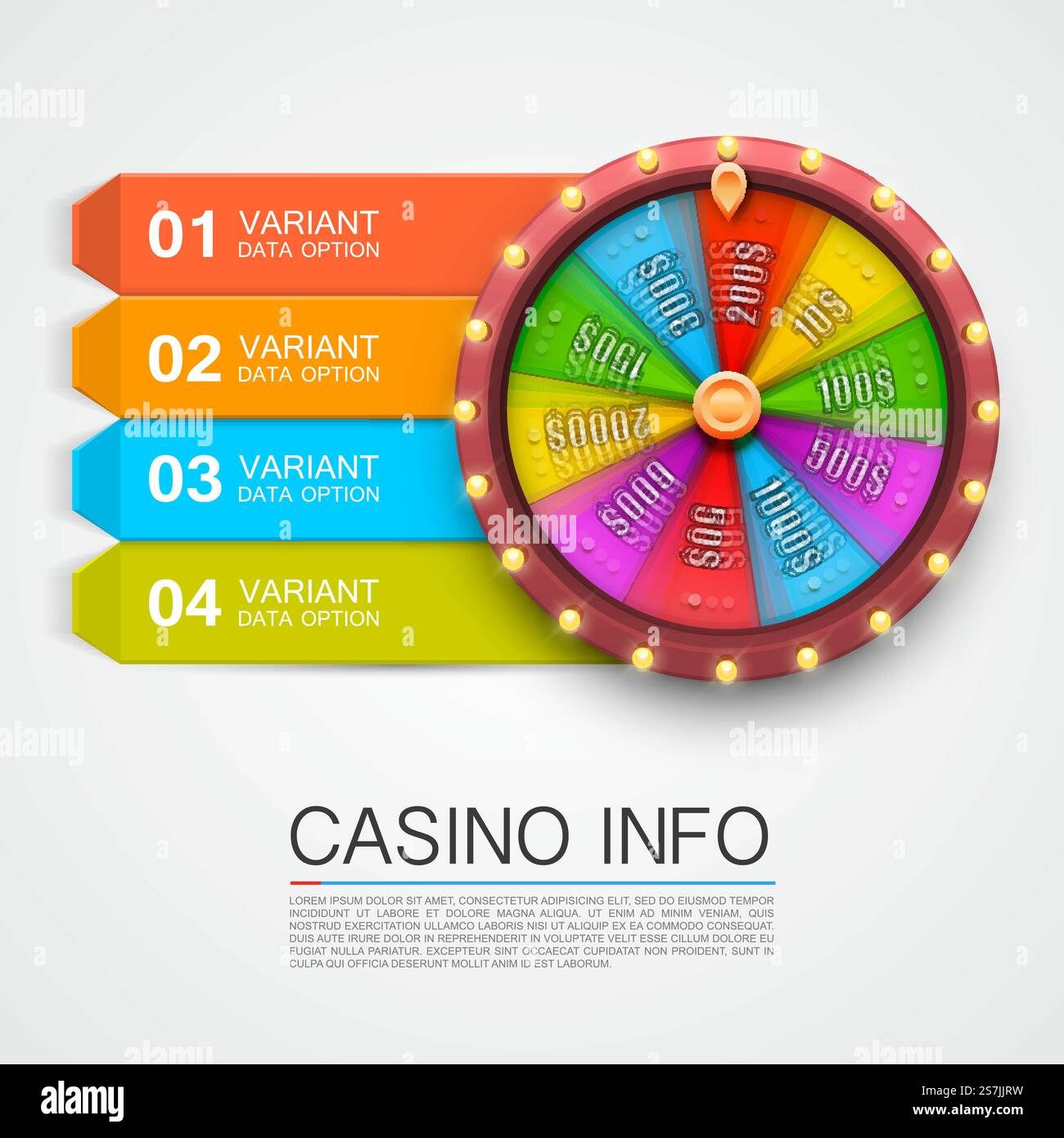 Colorful fortune wheel, isolated on white background, casino info ...