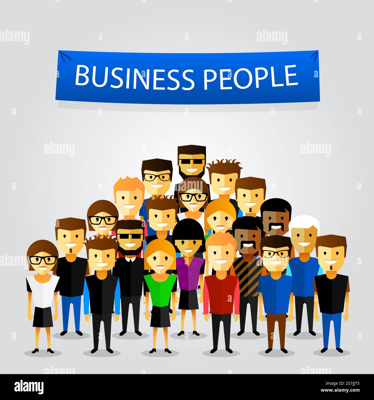 People at work with teamwork banner on white background . Vector ...