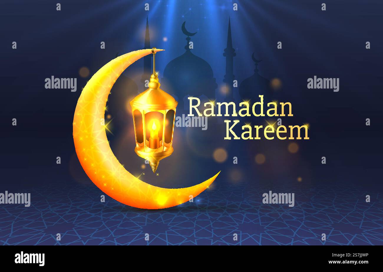 Ramadan cover card, Drawn mosque night view from arch. Arabic design ...