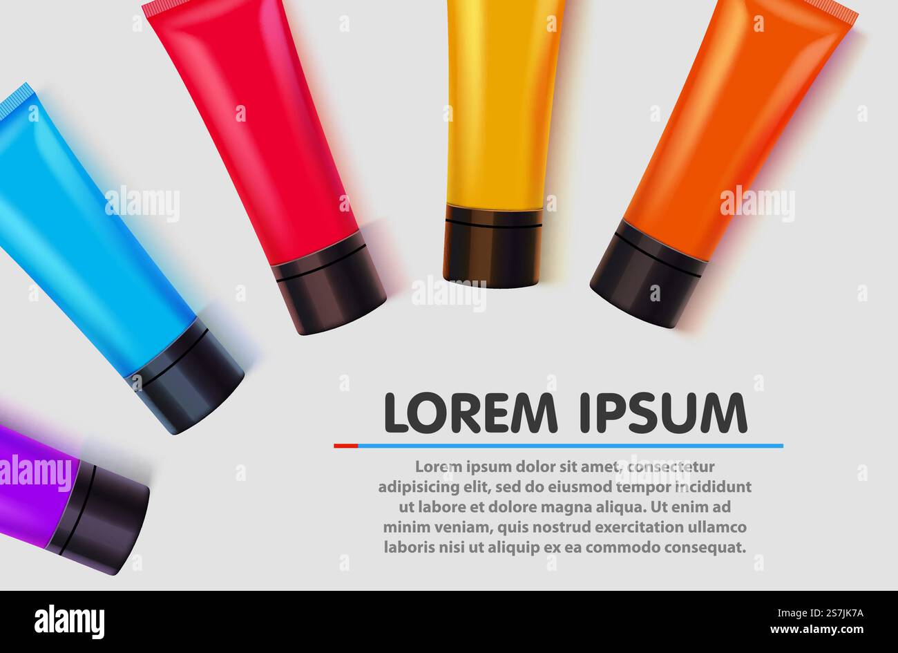 Set of colorful tubes. Acrylic painting or cosmetics concept. Artist or ...