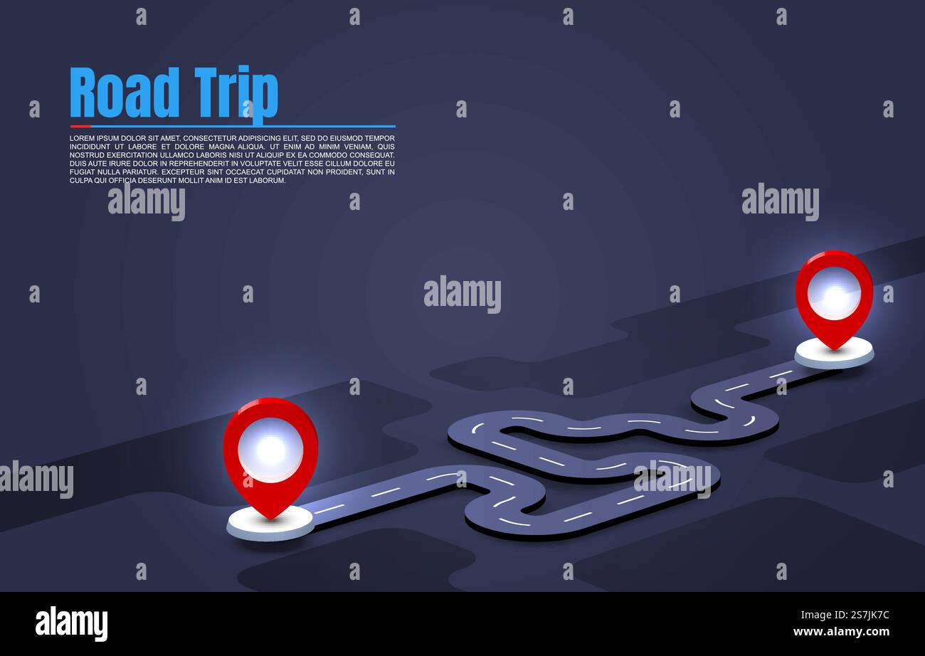 Road Trip taxi, Pave the Route, location information. Vector ...