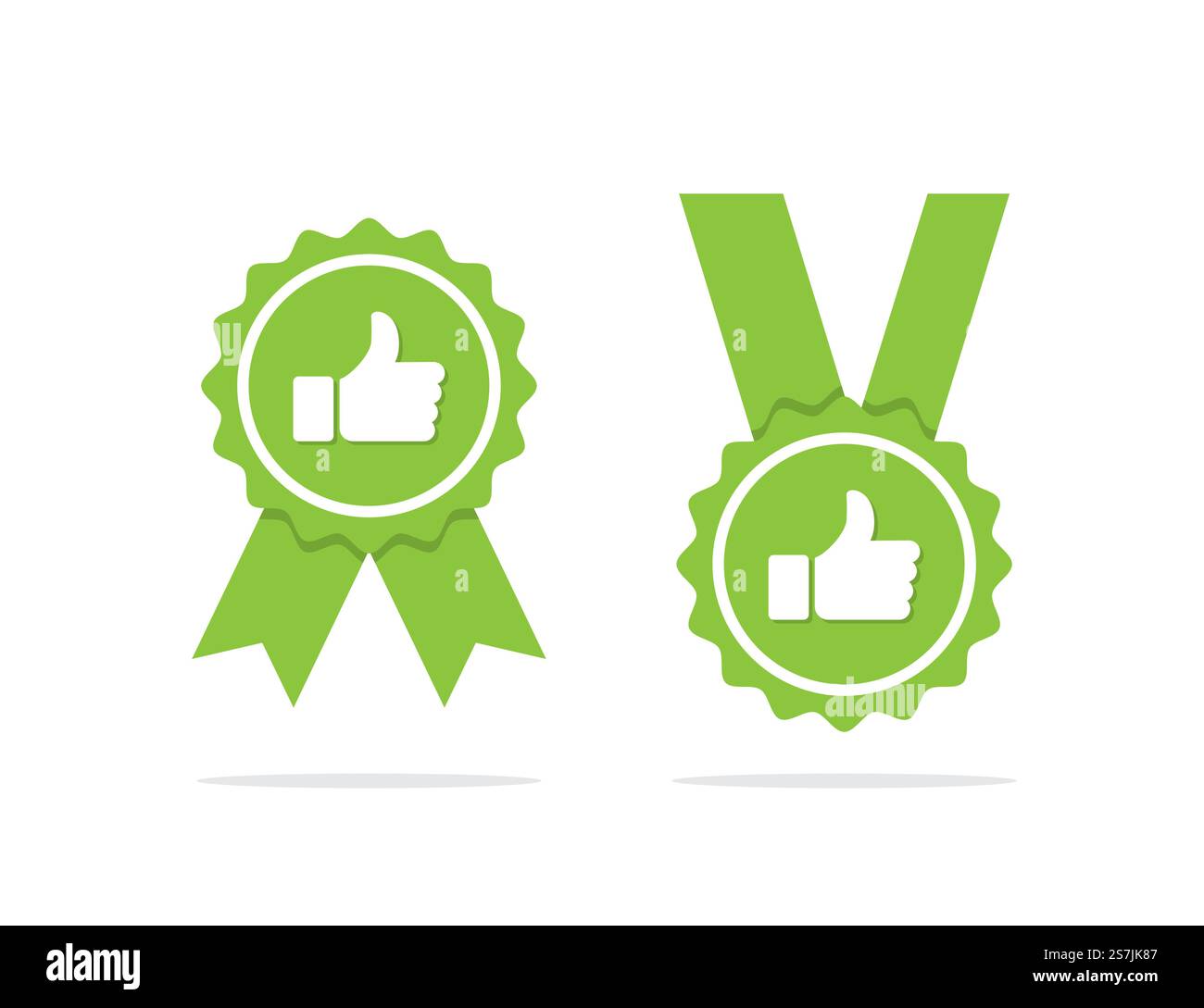 Green approved medal or certified medal icon with shadow. Vector ...
