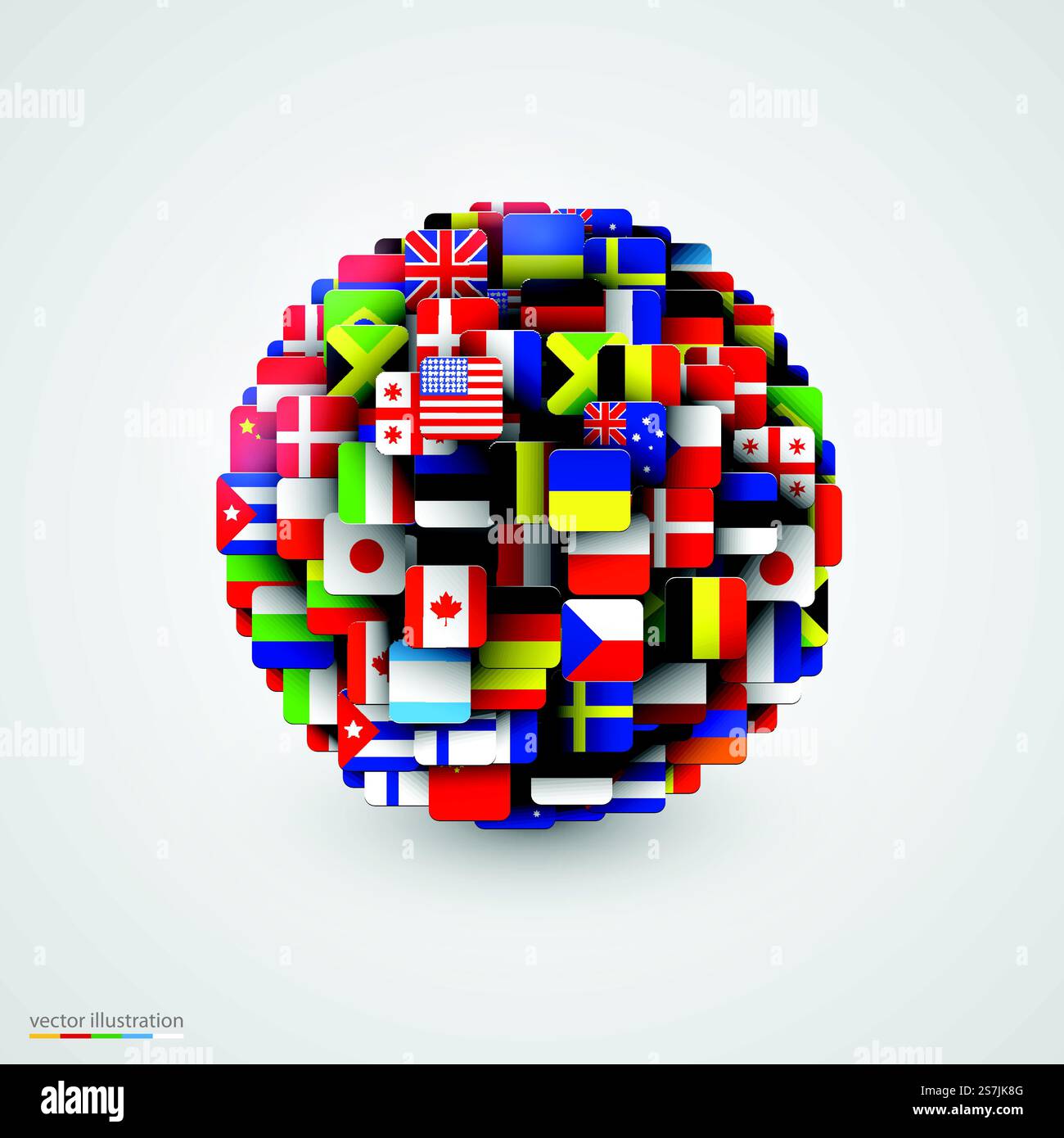 World flags in form of sphere. Vector illustration. World flags in form ...