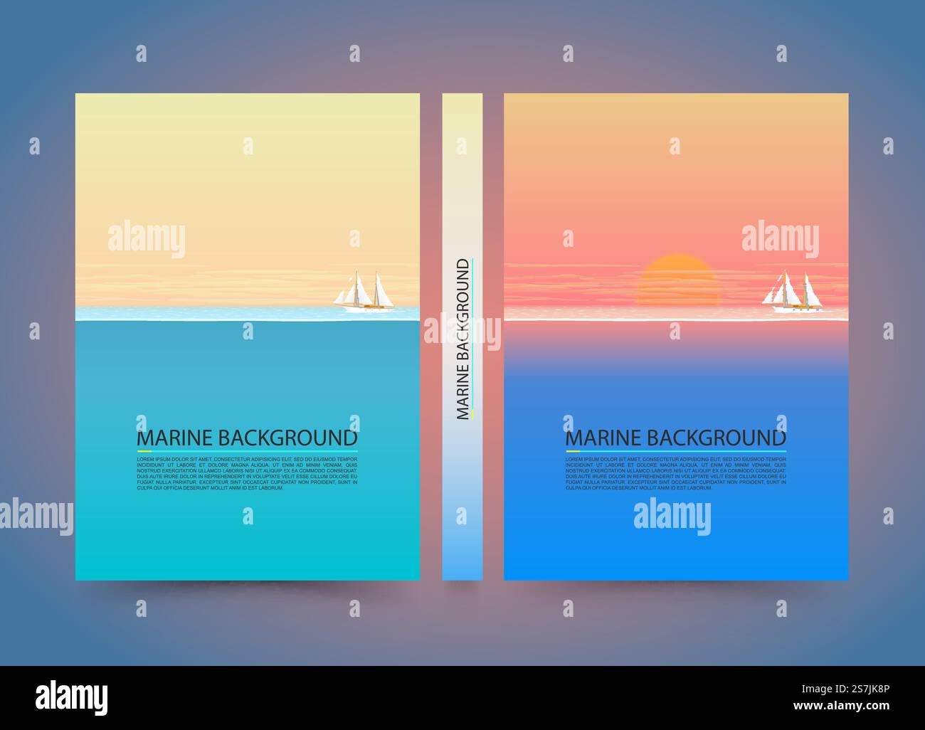 Blue sea and clouds on sky banner, Nature cover background, A4 size ...