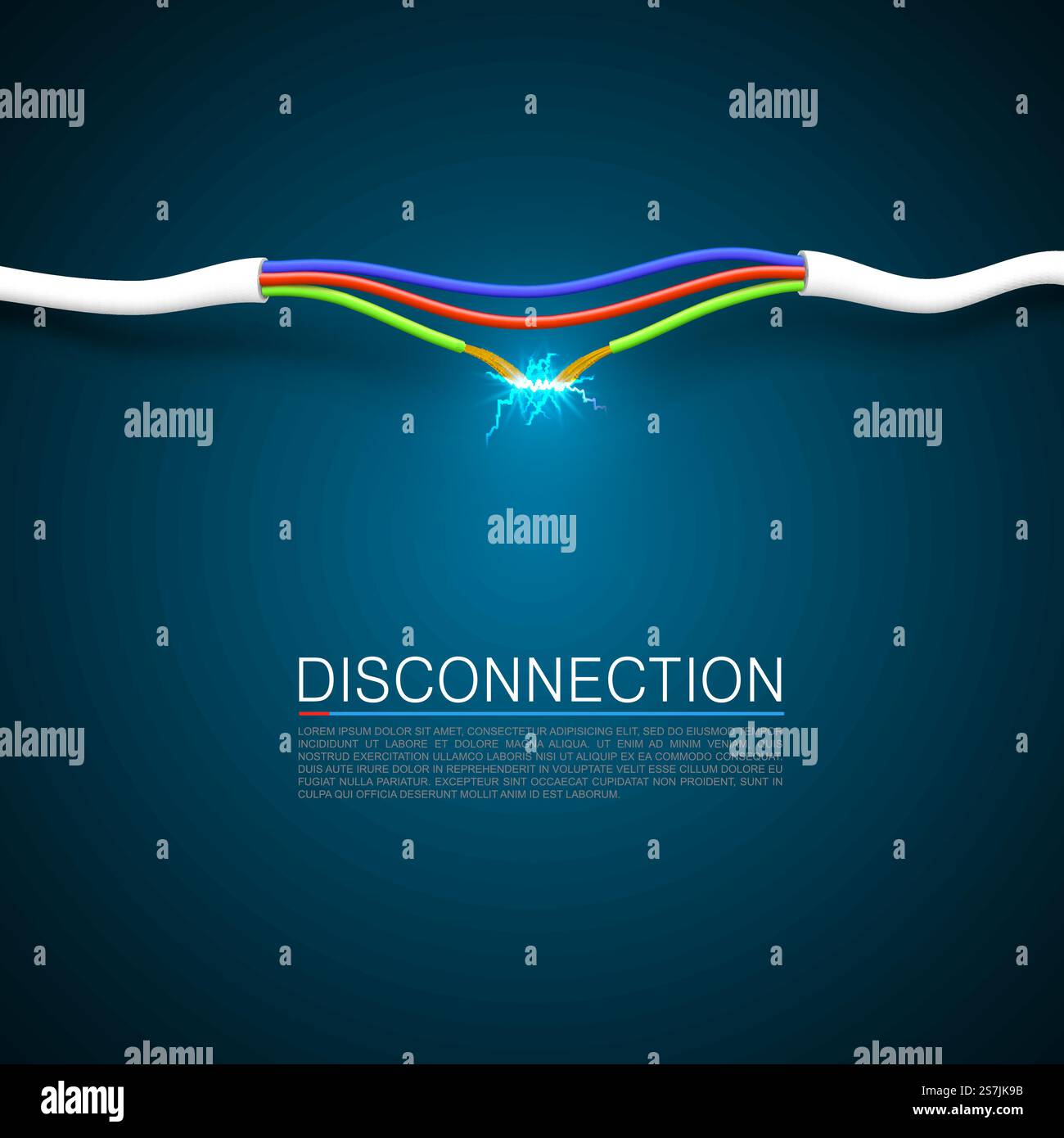 Cable break disconnect art cover. Vector illustration. Cable break ...