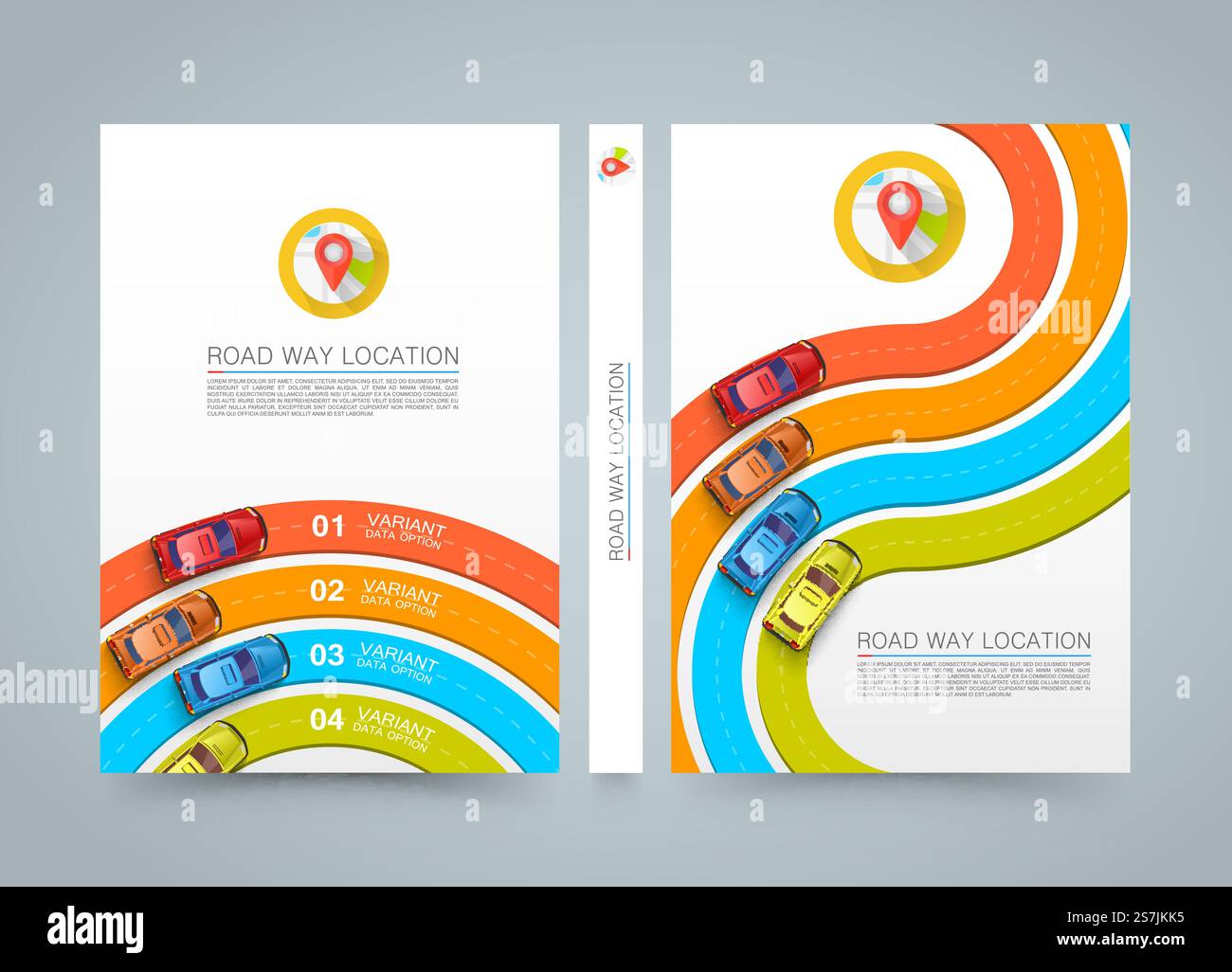 Paved path on the road. banner road book. A4 size paper, Vector ...