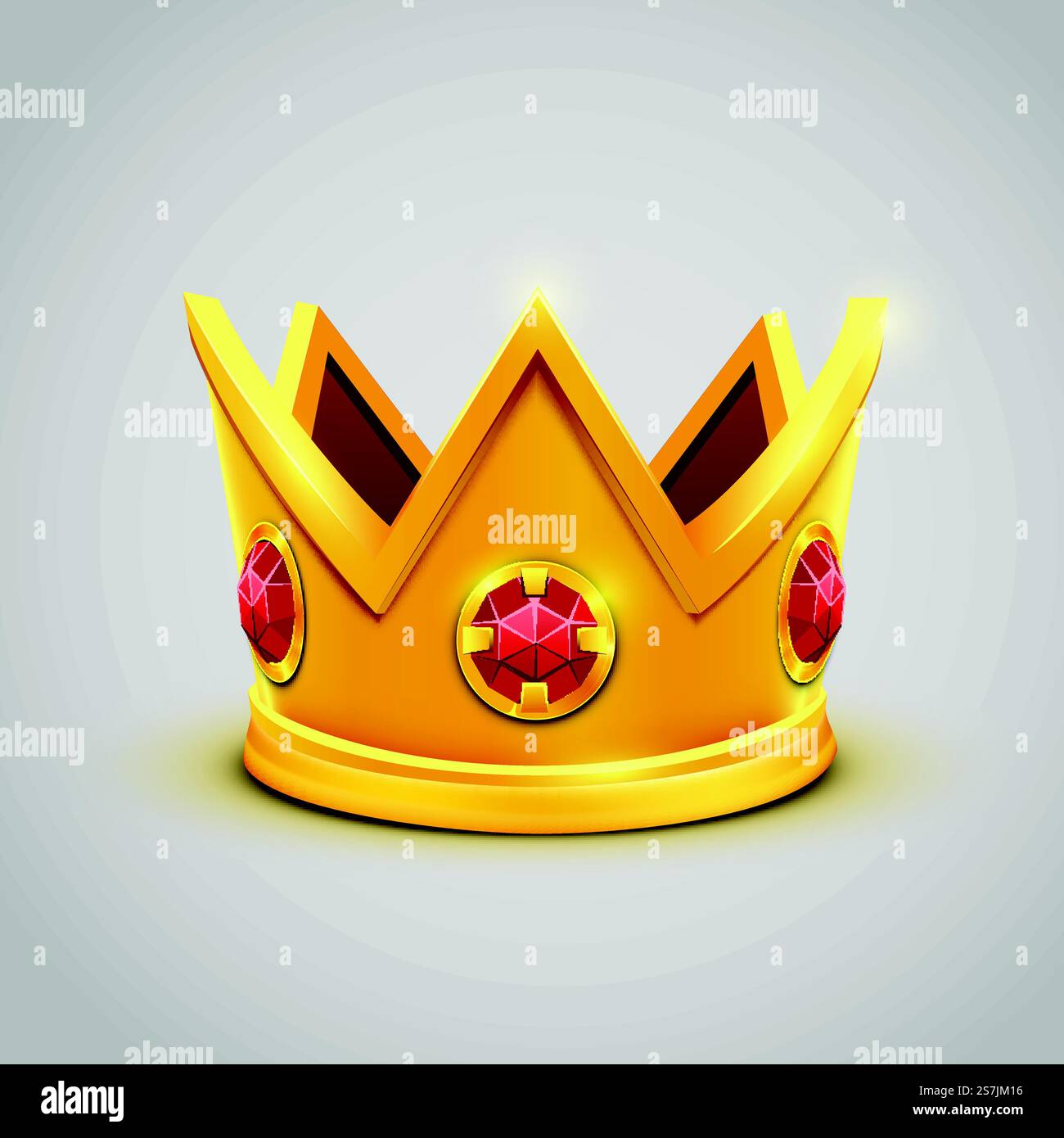 Golden king crown with red jewels. King crown. Golden crown. Isolated ...