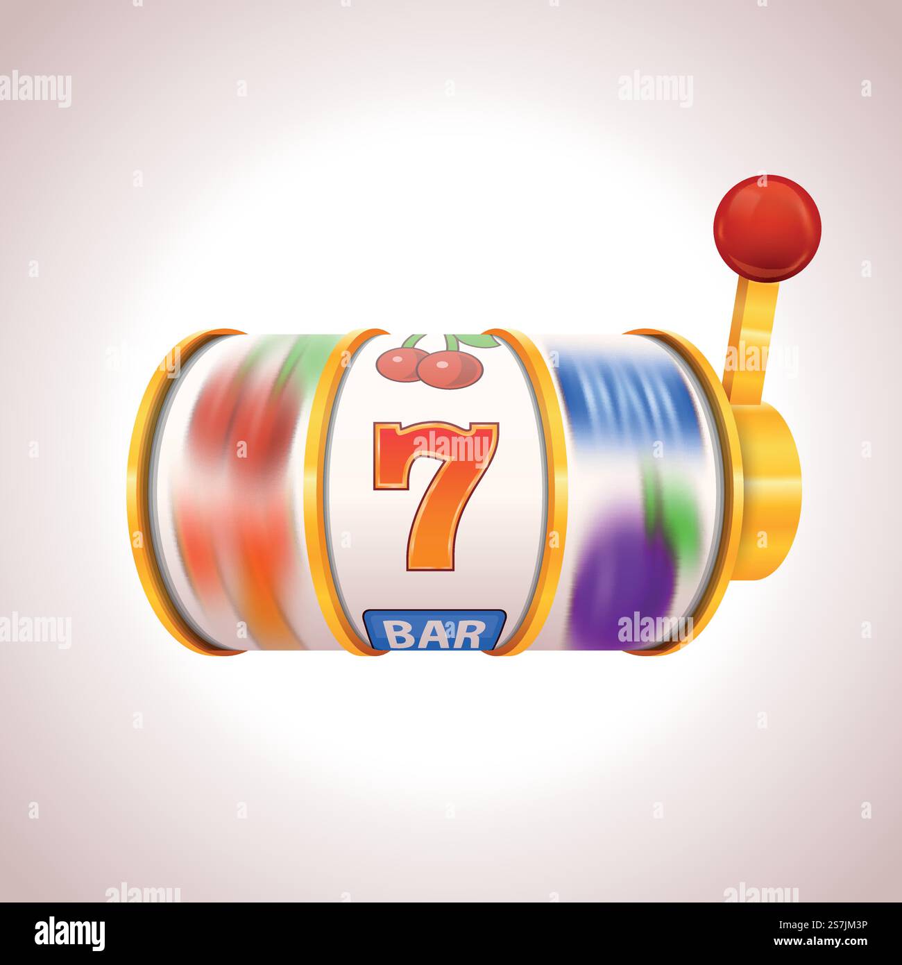 Golden slot machine wins the jackpot. Vector illustration isolated on white background. Golden ...