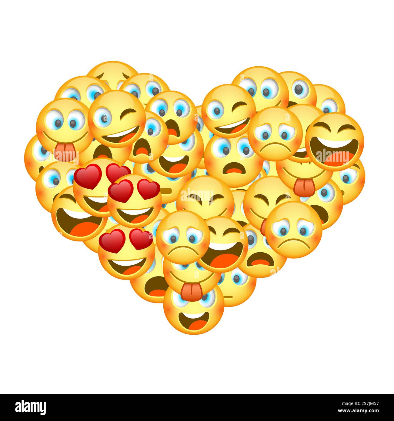 A set of emoticons shaped as heart. Vector illustration Stock Vector ...