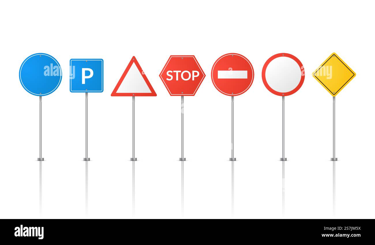 Road signs isolated. Vector street signs illustration. Road symbols ...