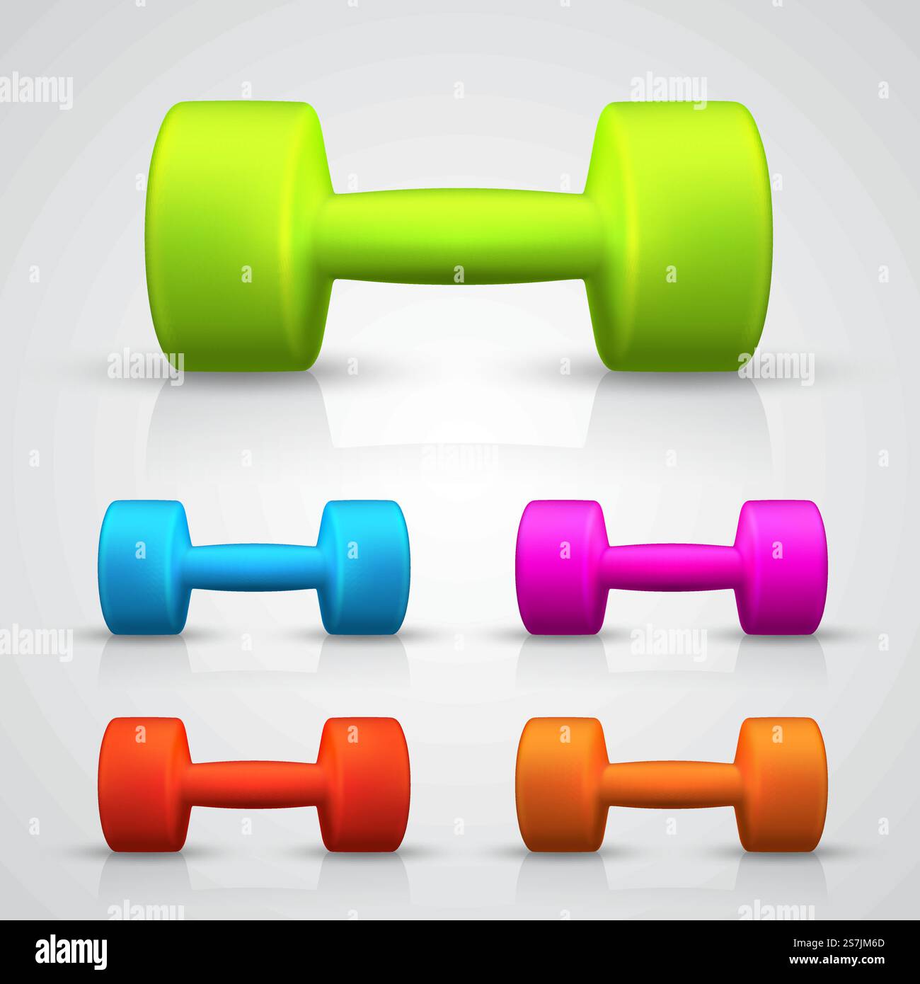 Set of color dumbbell art. Vector illustration. Set of color dumbbell ...