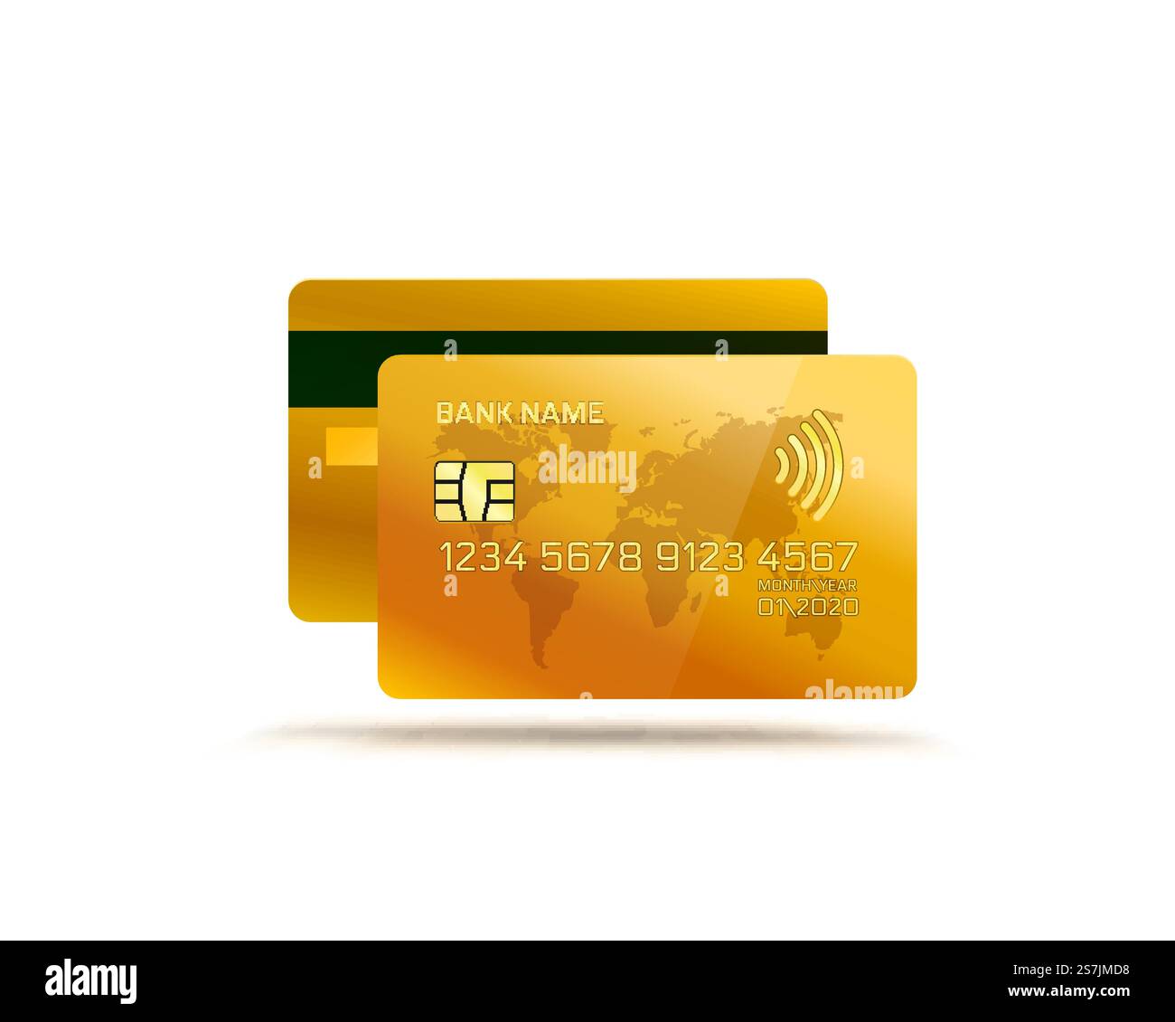 Golden Electronic credit card icon, finance technology, white ...