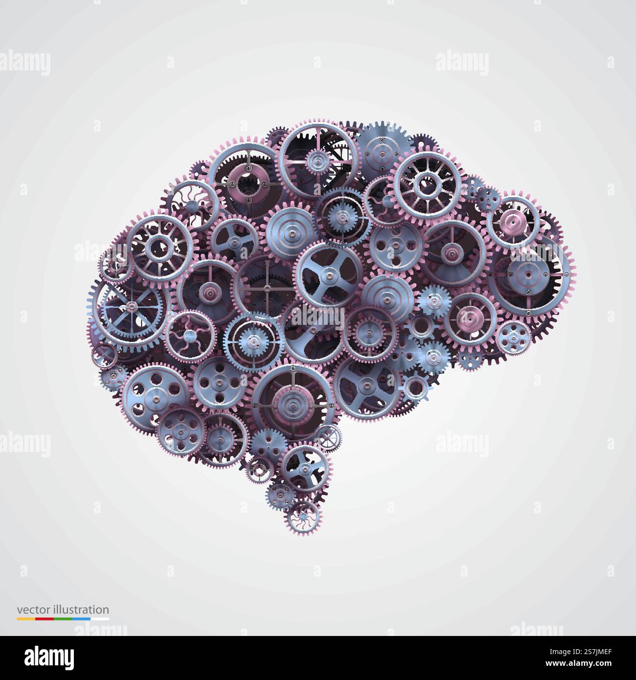 Cogs in the shape of a human brain. Vector illustration.. Cogs in the ...