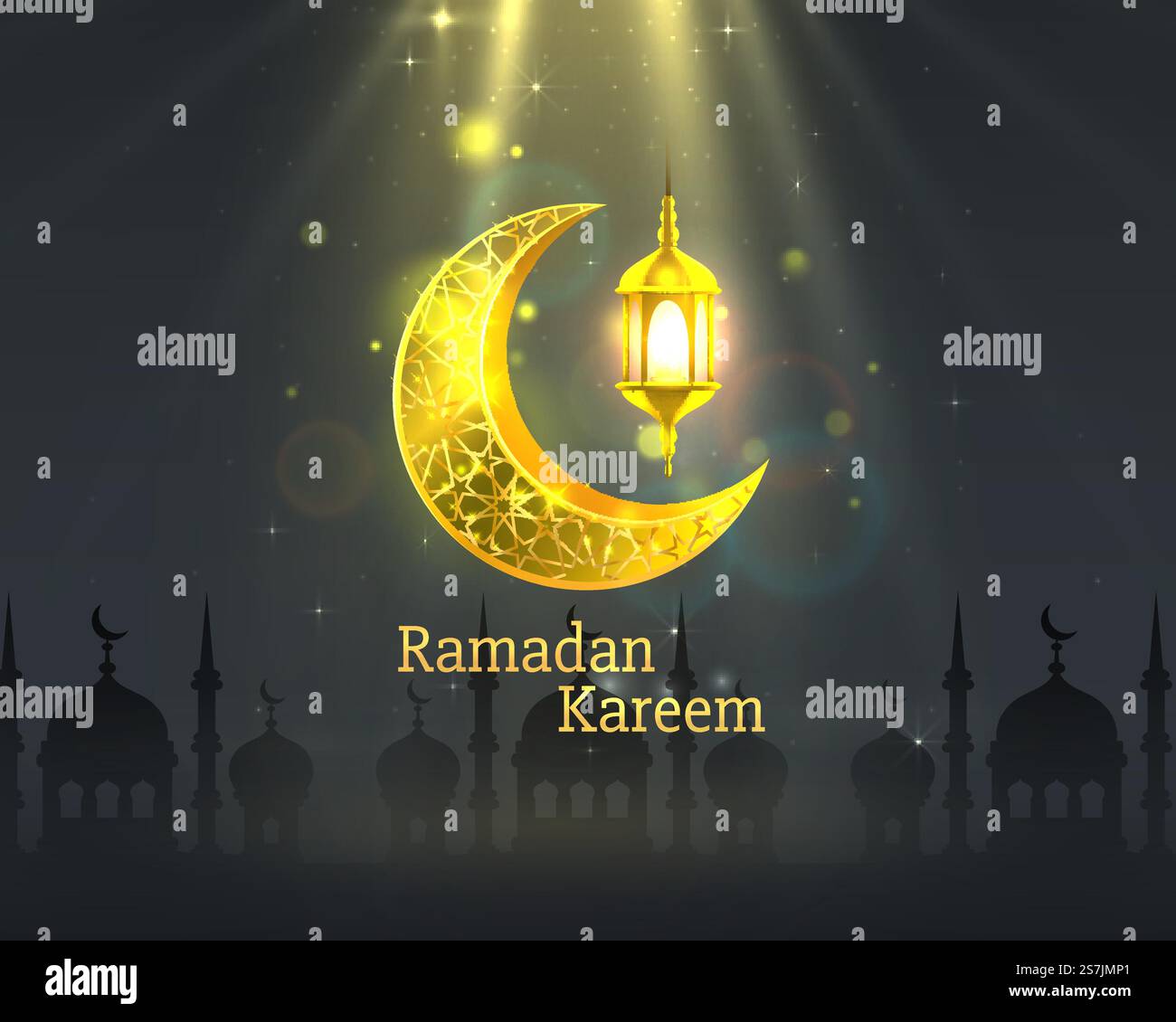Ramadan cover card, Drawn mosque night view from arch. Arabic design ...